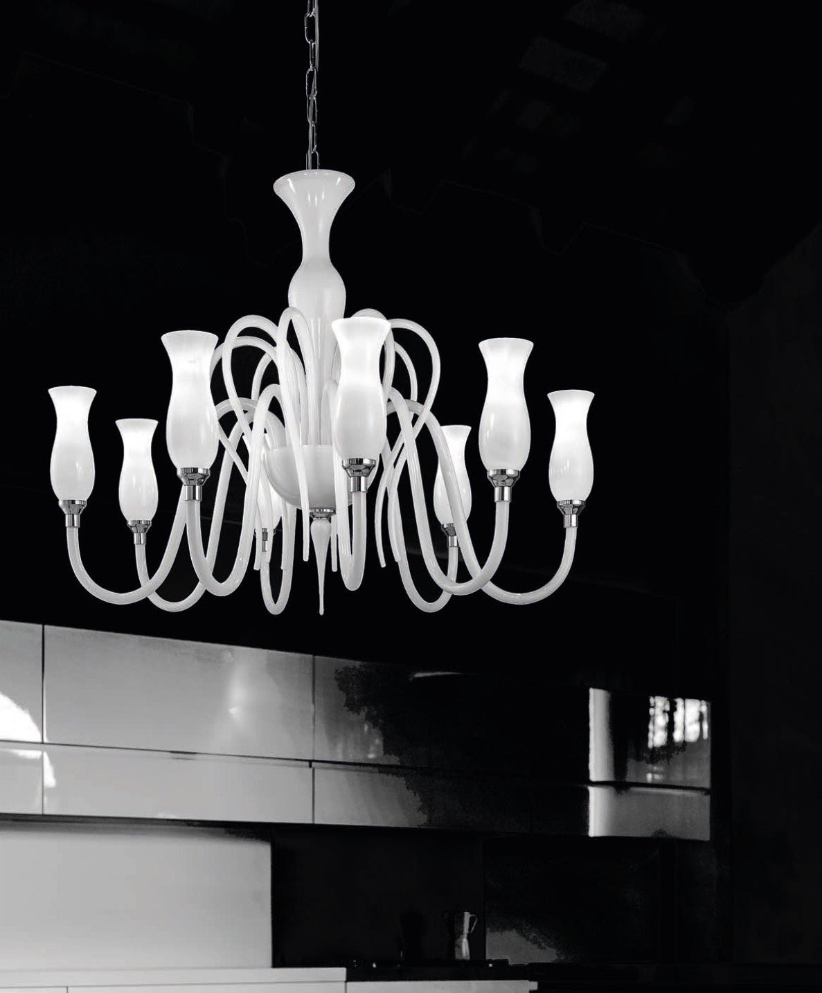 Sylcom Teodato 1020/10-D-BL Milk White Chandelier in Polished Gold Met – Lamps Depot