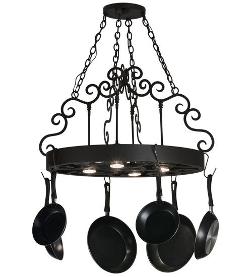 2nd Ave Lighting Dior 32" Wide 4 LT Pot Rack in Wrought Iron Finish ...