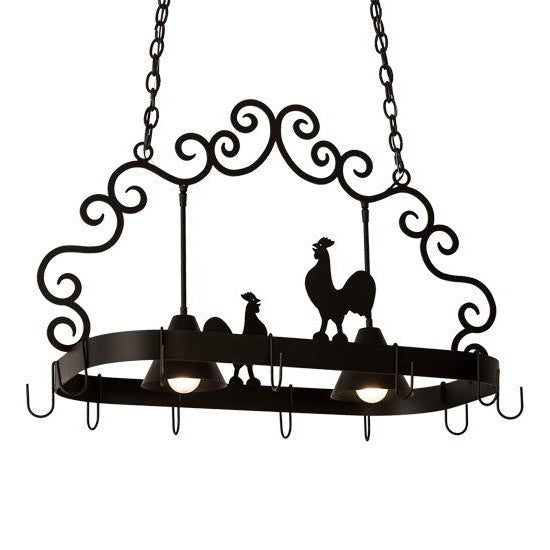2nd Ave Lighting Poulet 32" Long 2 Light Pot Rack in Blackwash Finish ...