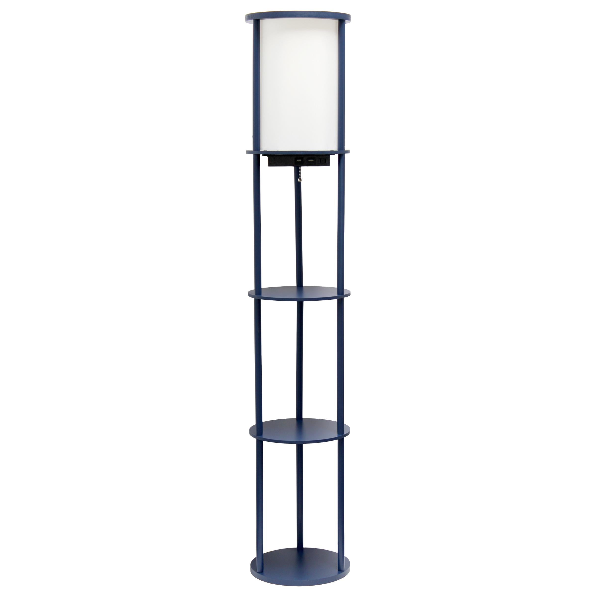 All The Rages 63" Navy Round Modern Shelf Etagere Organizer Storage Fl ...