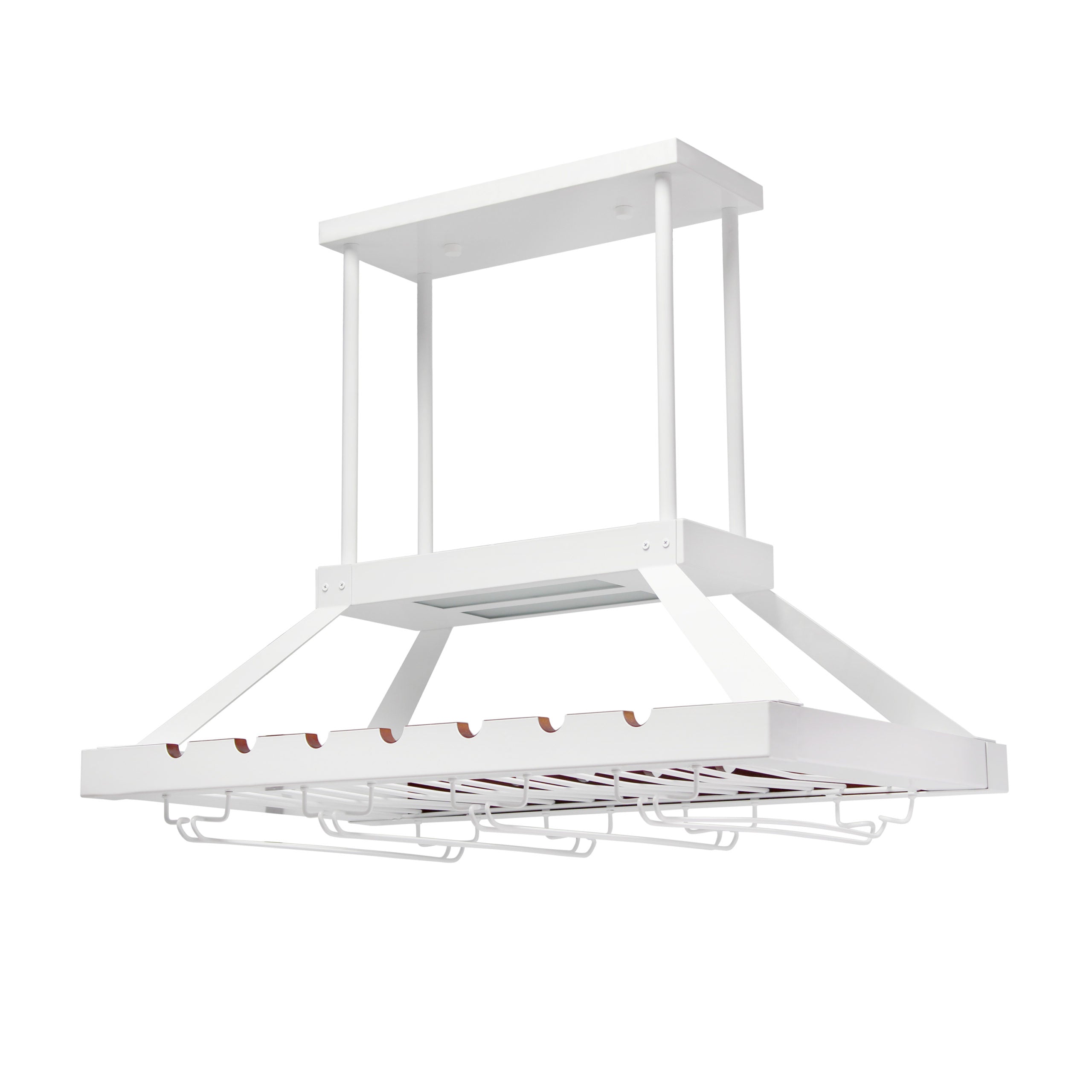 All The Rages Elegant Designs White 2-Light LED Overhead Wine Rack Dow ...