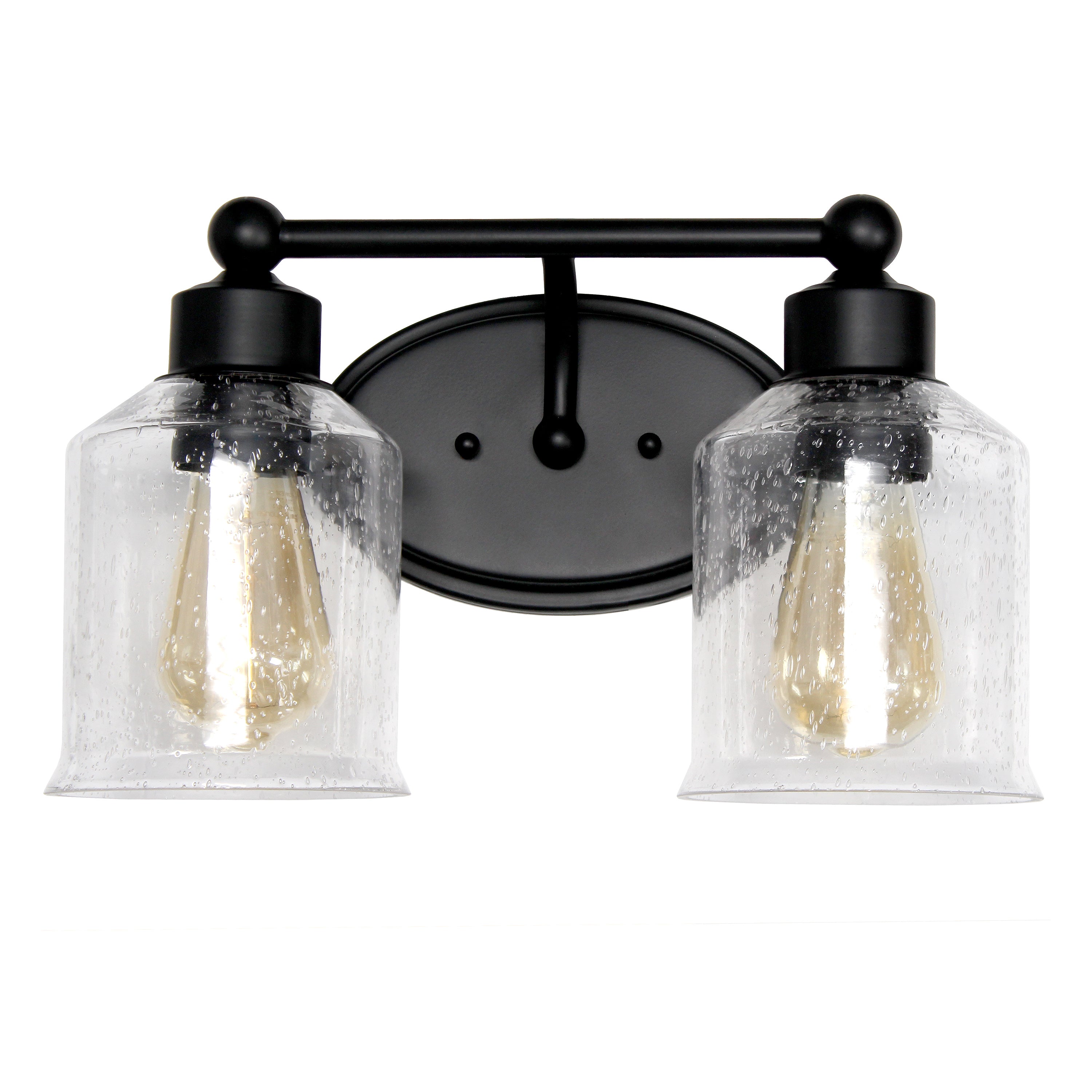 All The Rages Lalia Home Black Studio Loft Modern 2-Light Metal Vanity ...