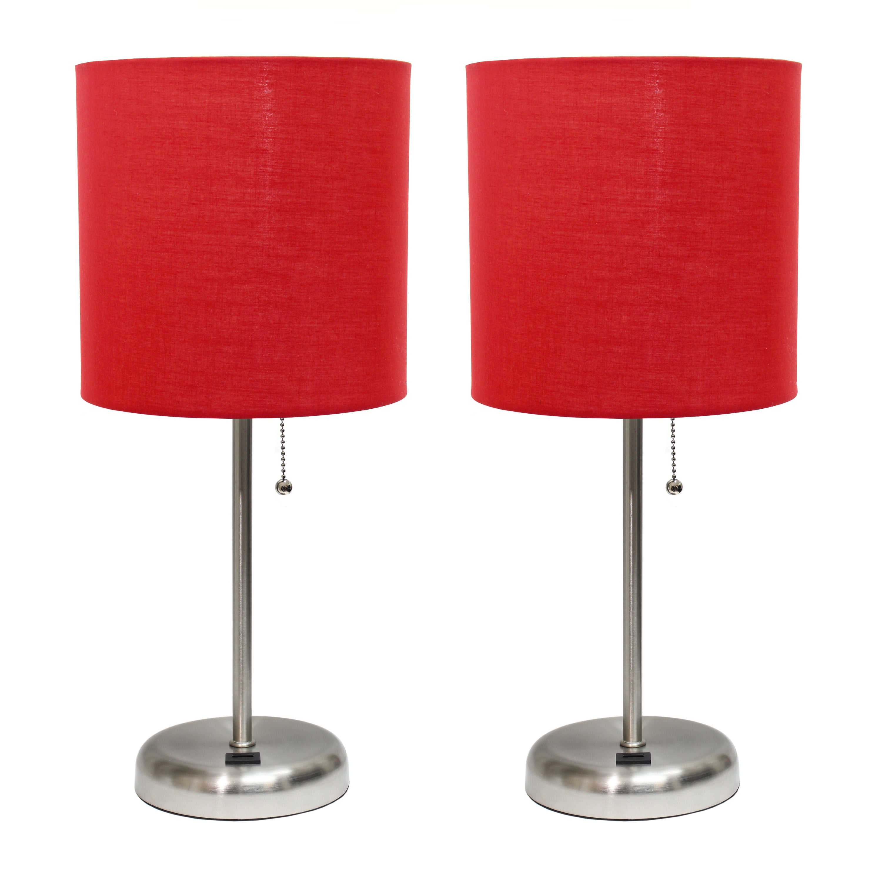All The Rages LimeLights 2-Piece Brushed Steel Stick Lamps With USB Ch ...