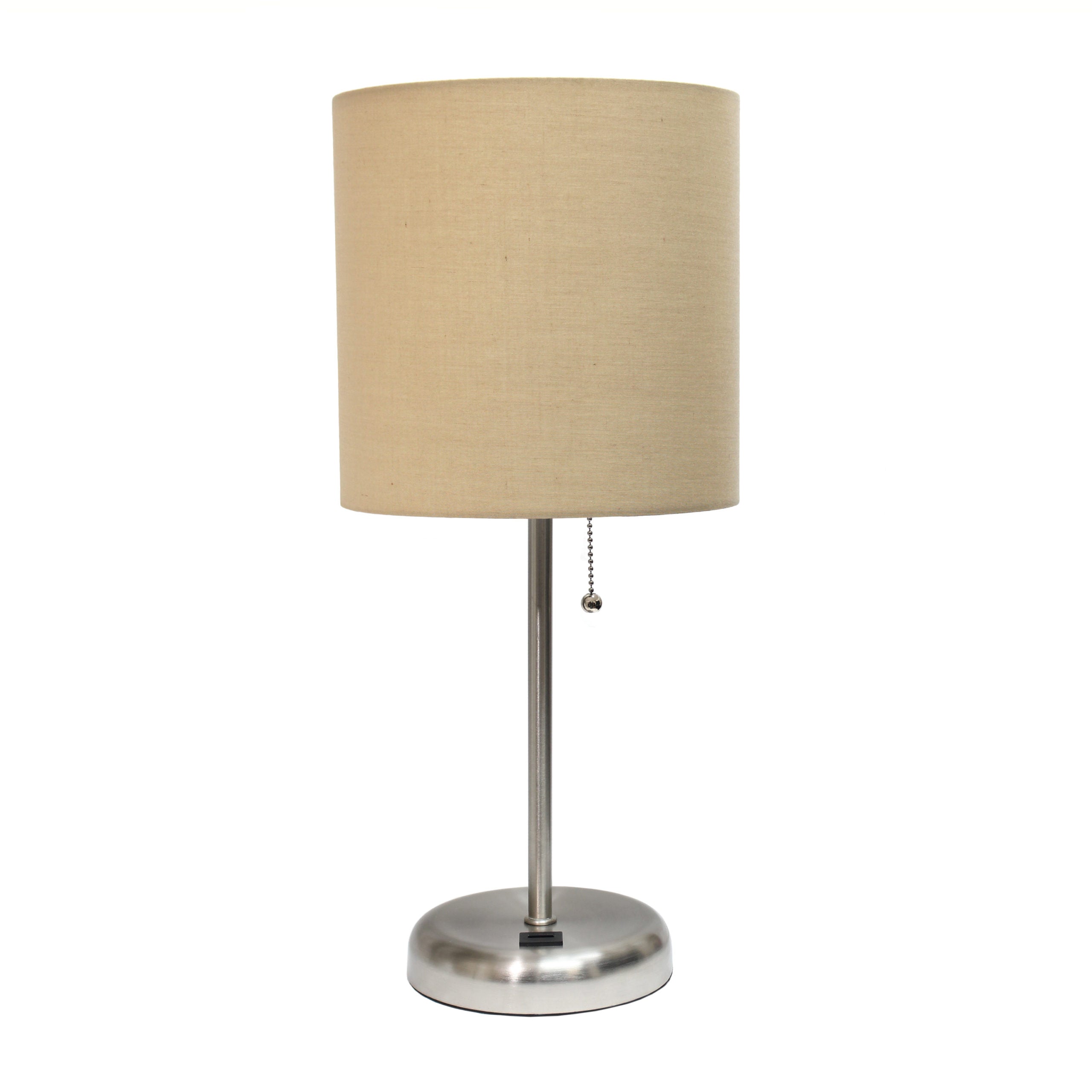 All The Rages LimeLights Brushed Steel Stick Lamp With Tan Fabric Shad ...