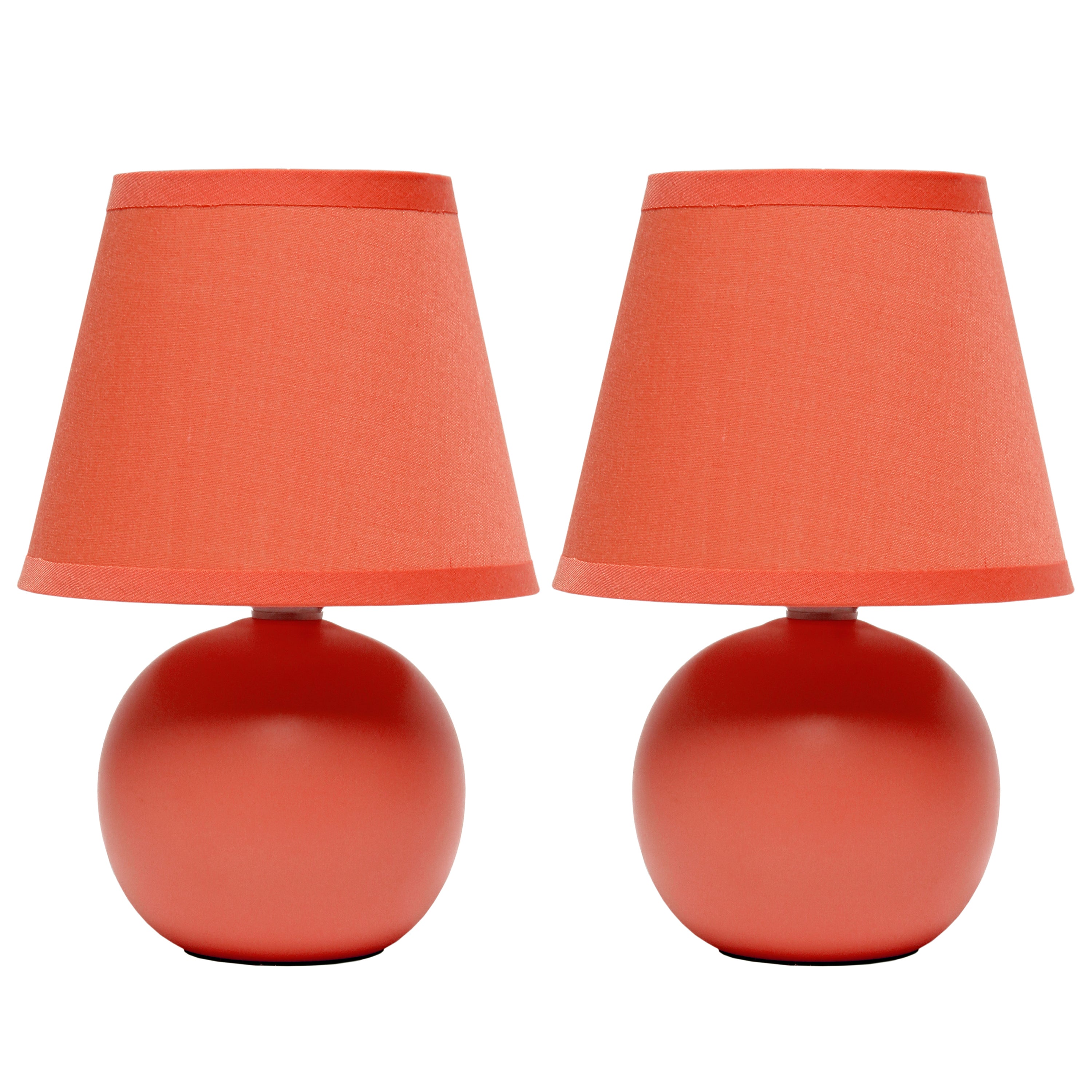 All The Rages Nauru 9" Orange 2-Piece Ceramic Orb Table Lamps With Mat ...