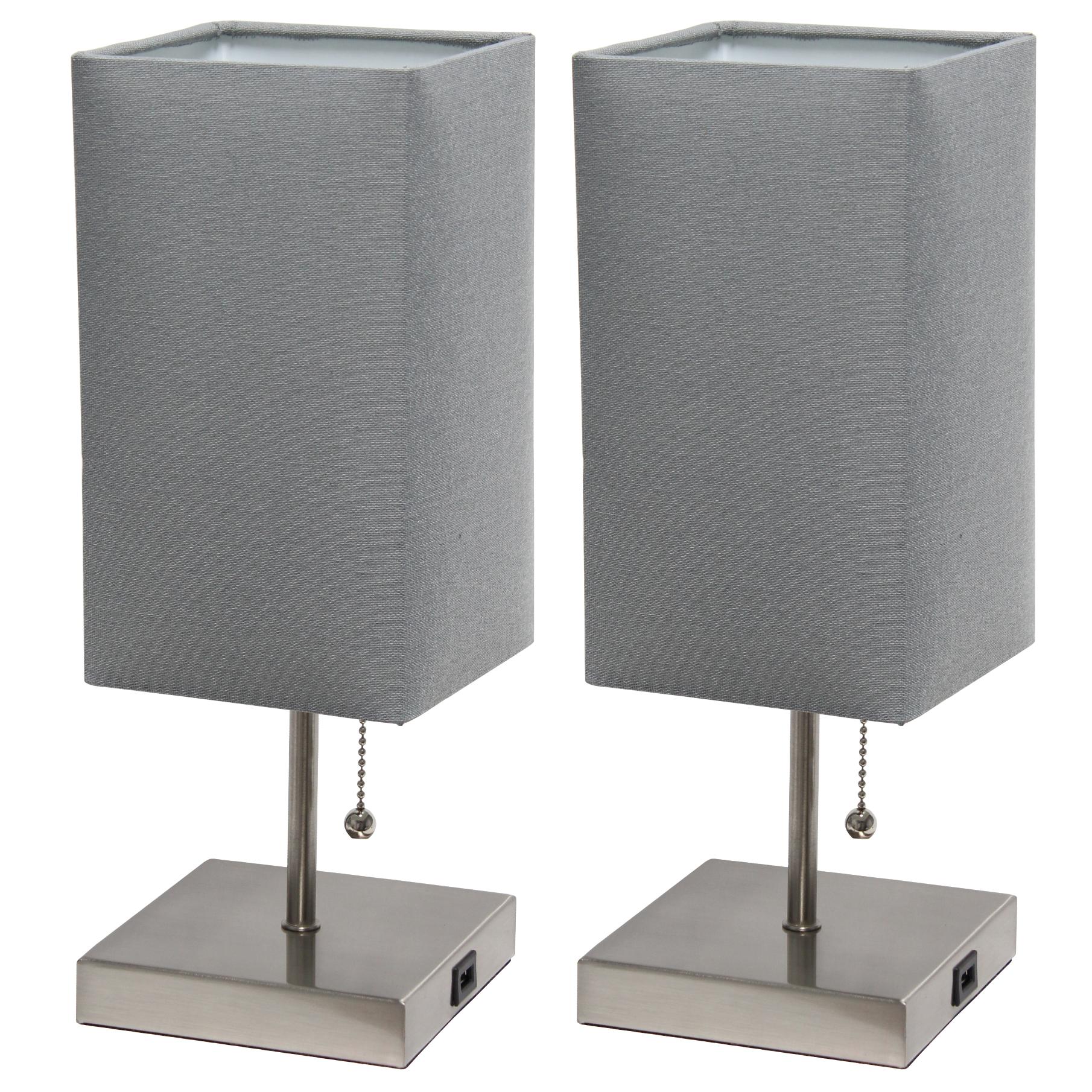 All The Rages Simple Designs Brushed Nickel 2-Pack Table Lamps With US ...