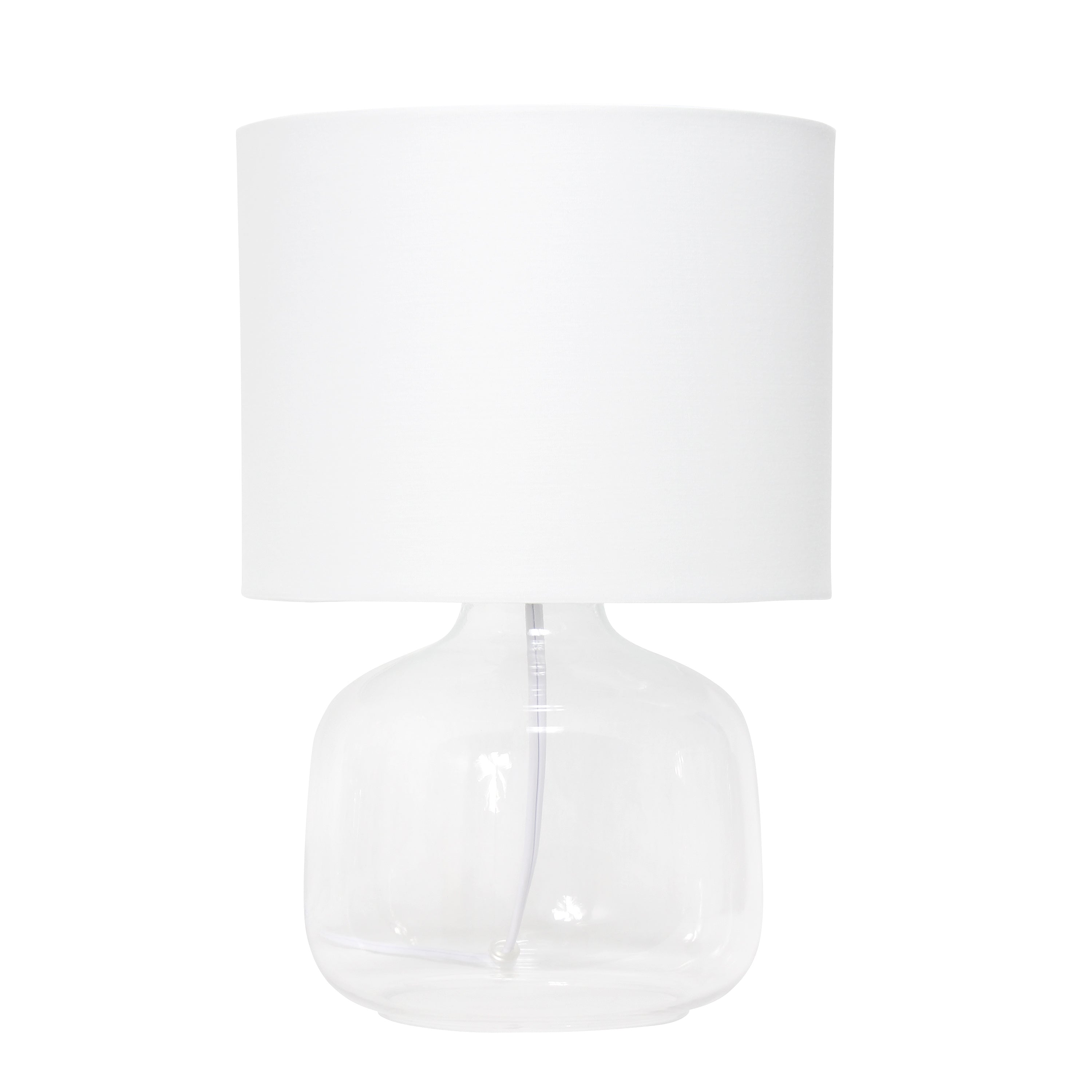 All The Rages Simple Designs Clear Glass Table Lamp With White Fabric ...