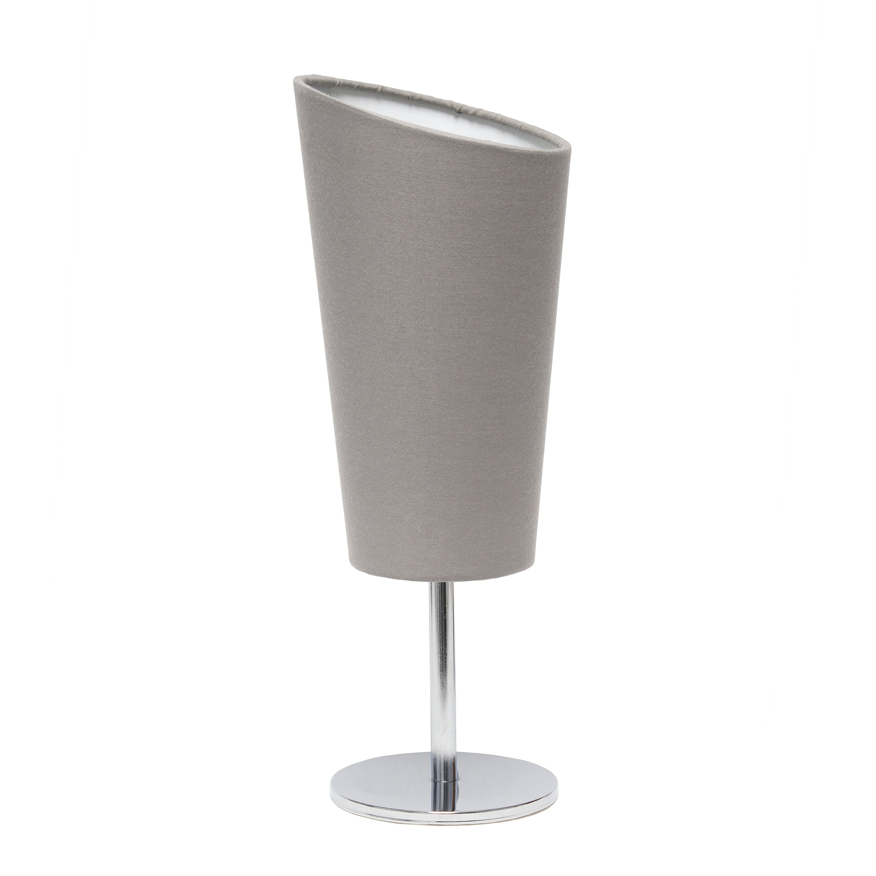 All The Rages Simple Designs Mini Chrome Table Lamp With Gray Angled F ...