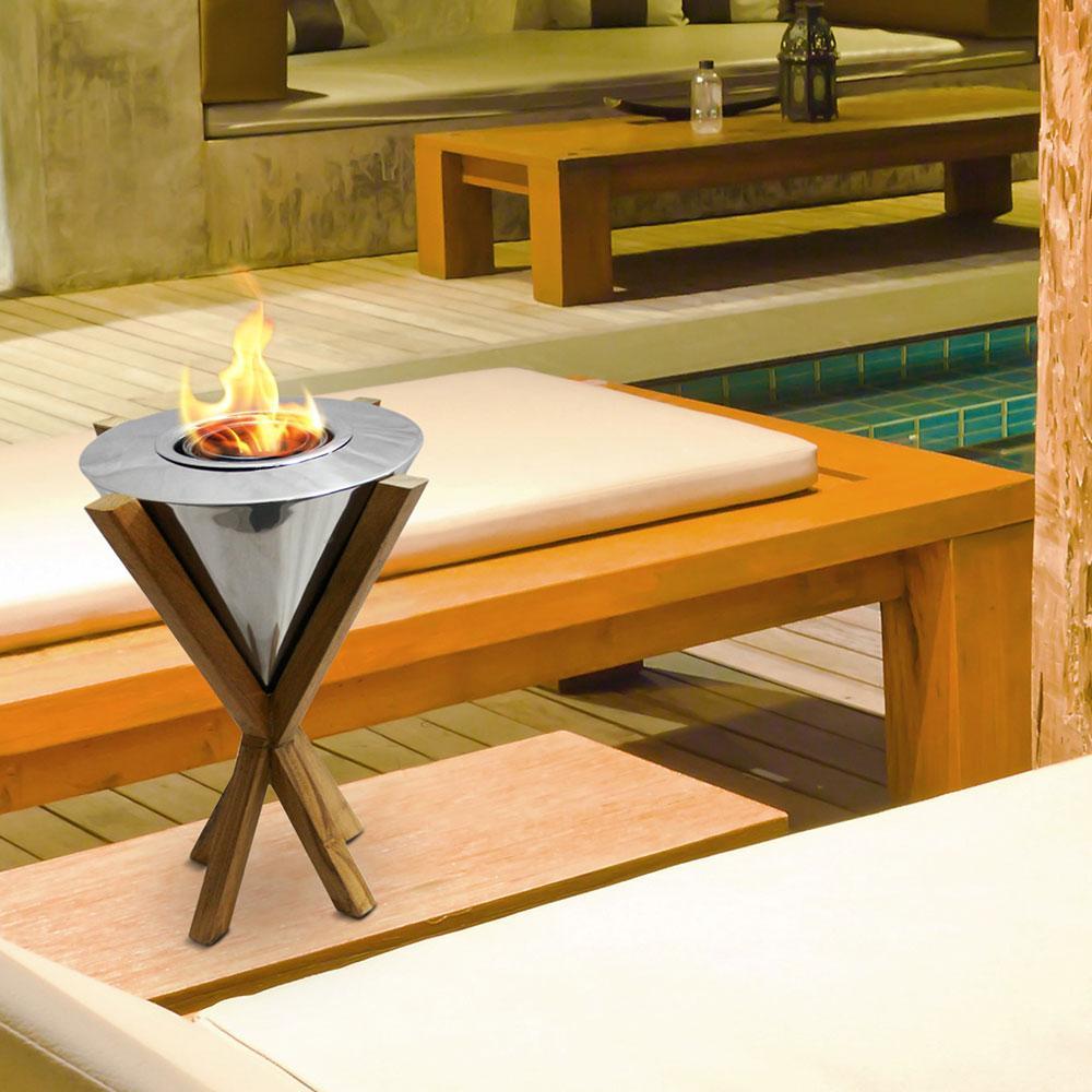 Anywhere Fireplace Southampton 14" Teak Tabletop Bio-ethanol Gel Fuel ...