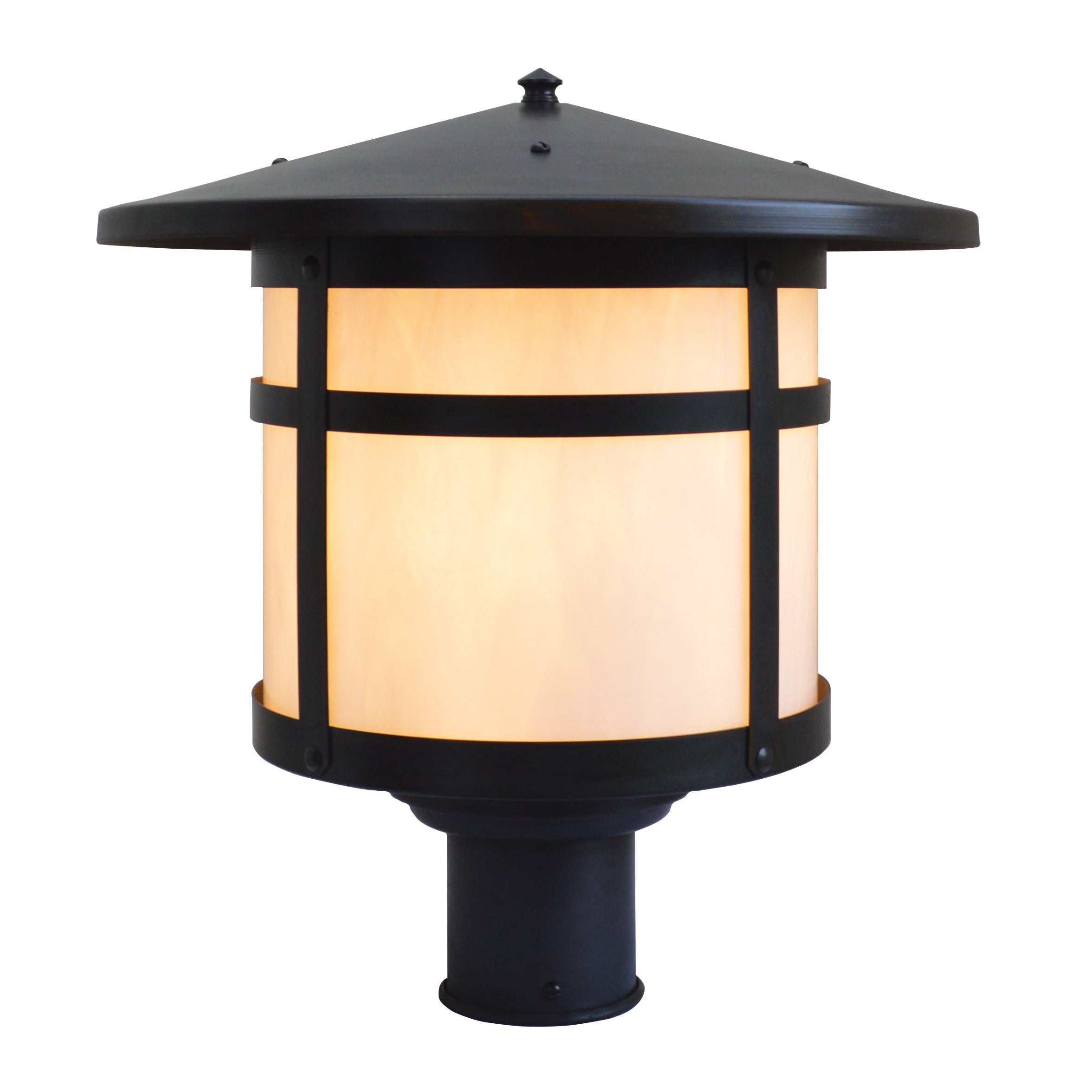 Arroyo Craftsman Berkeley 14" Slate Post Mount With Rain Mist Glass Sh – Lamps Depot