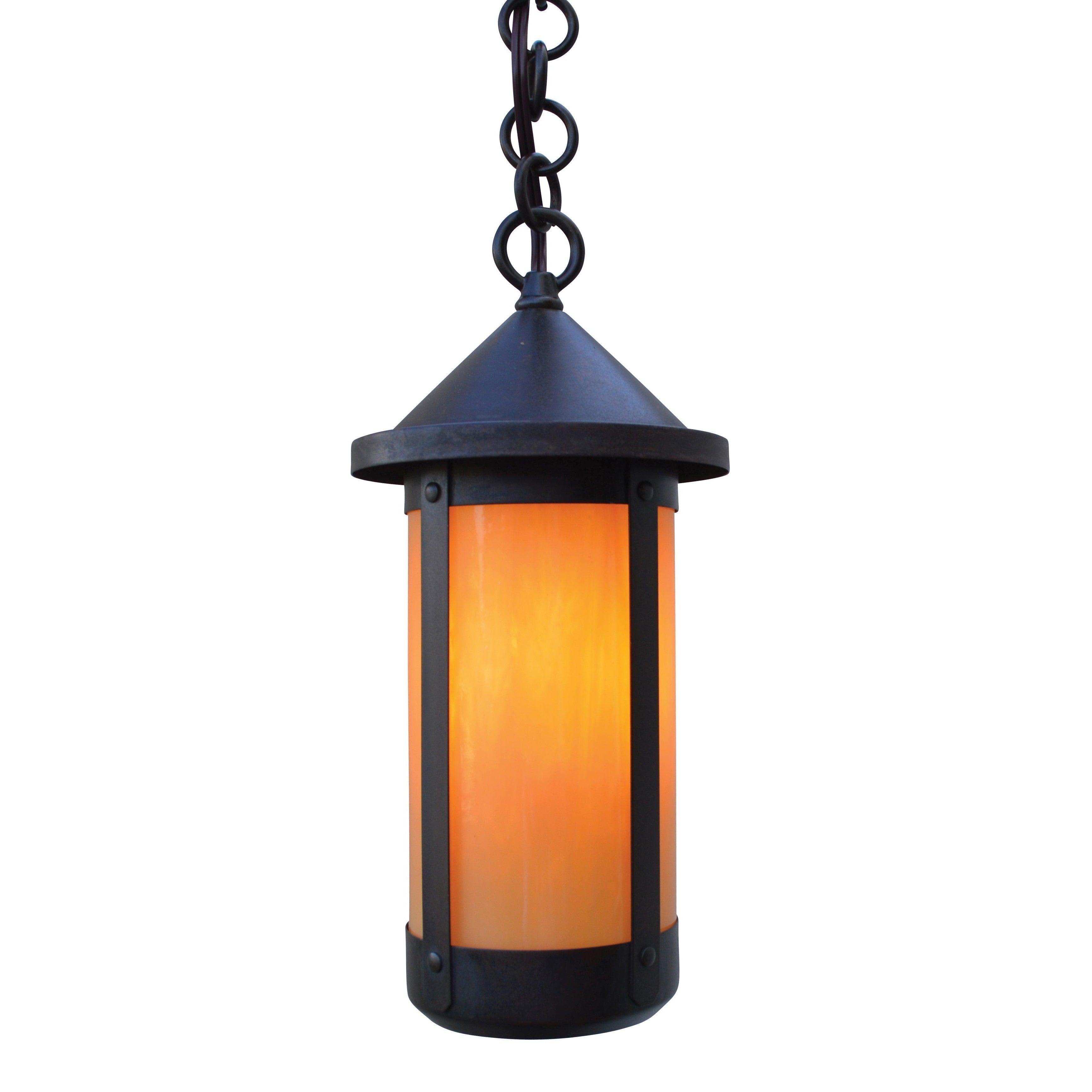 Arroyo Craftsman Berkeley 6" Mission Brown Long Body Pendant With Ambe ...