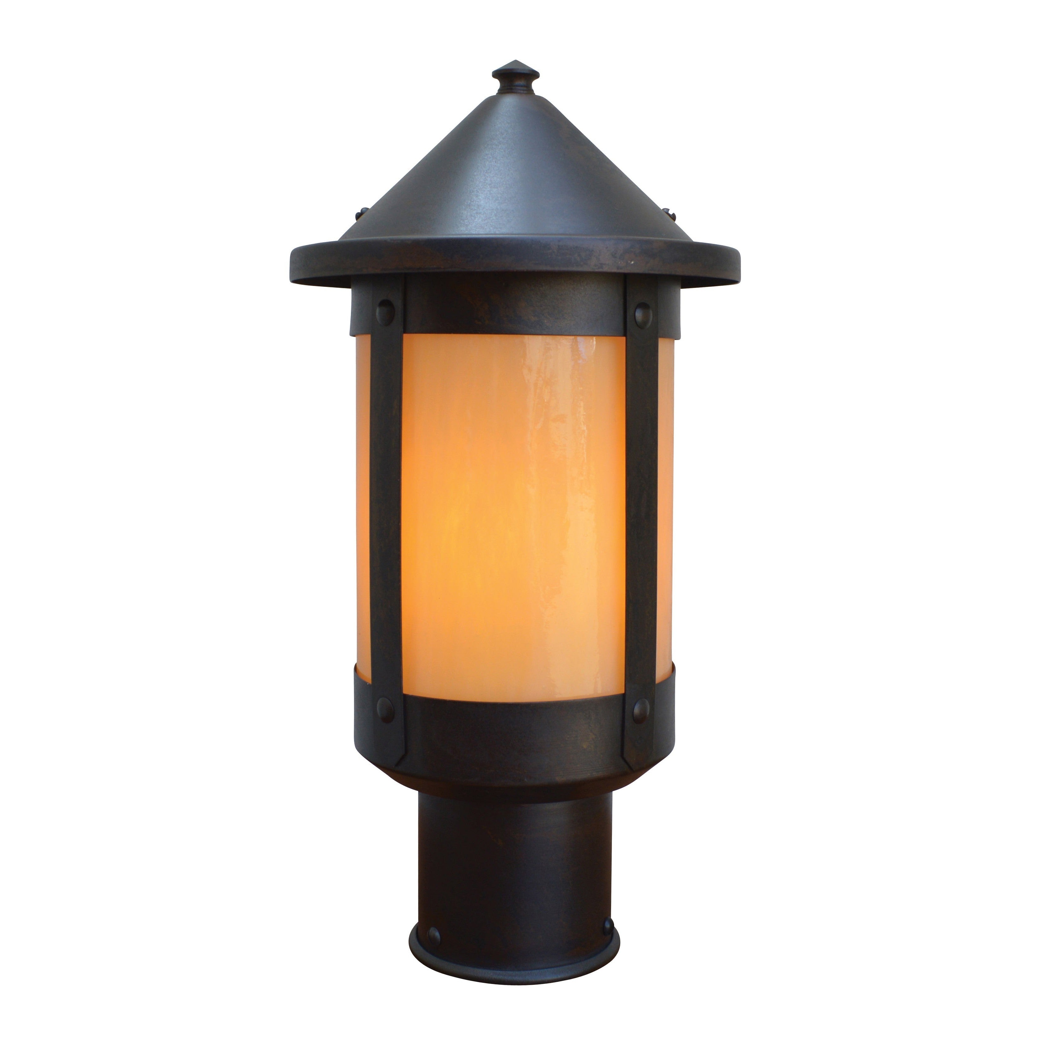 Arroyo Craftsman Berkeley 7" Antique Brass Post Mount With White Opale ...