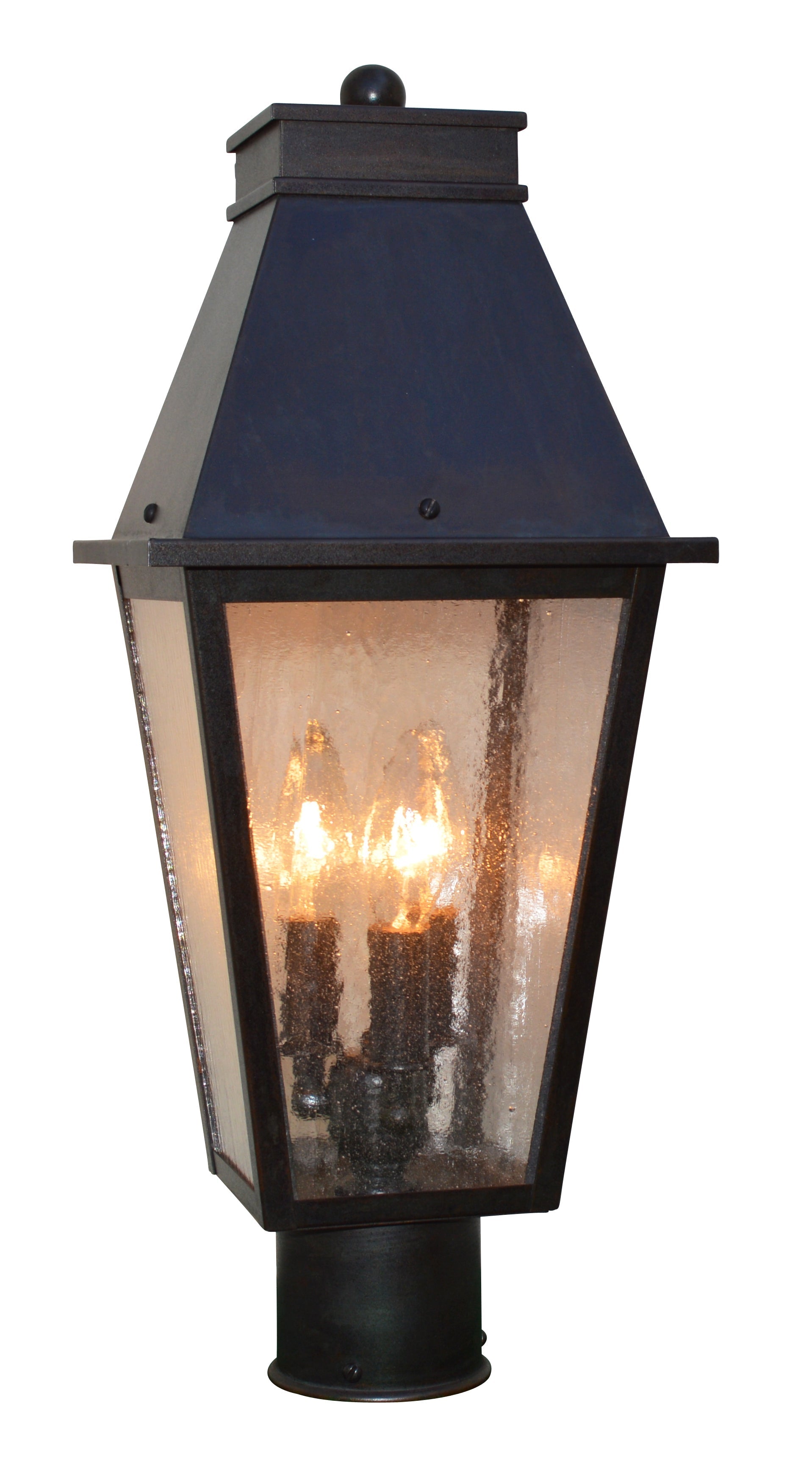 Arroyo Craftsman Croydon 8" Rustic Brown Post Mount With Clear Seedy G ...