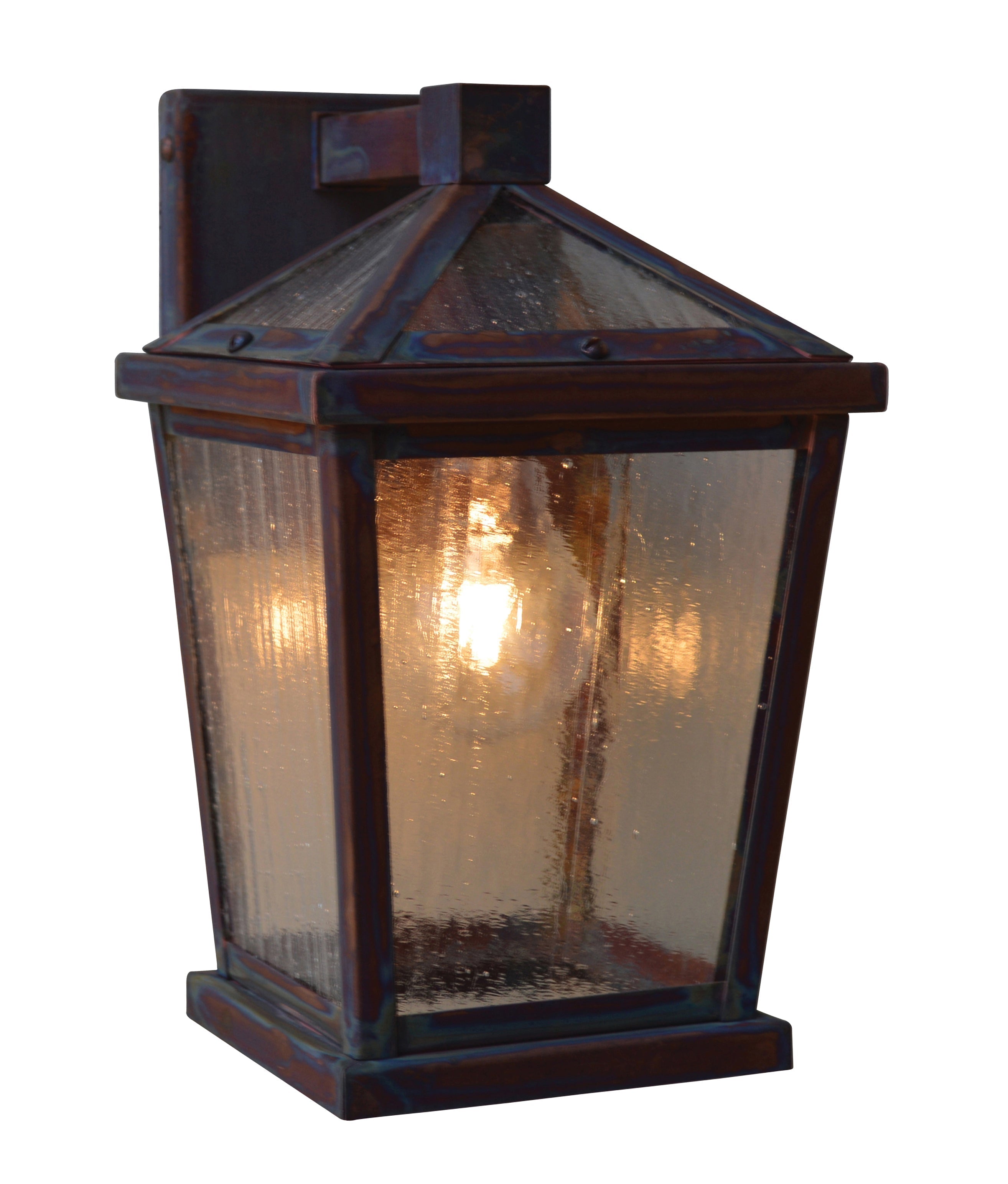 Arroyo Craftsman Devonshire 6" Raw Copper Wall Mount With Flemish Glas ...