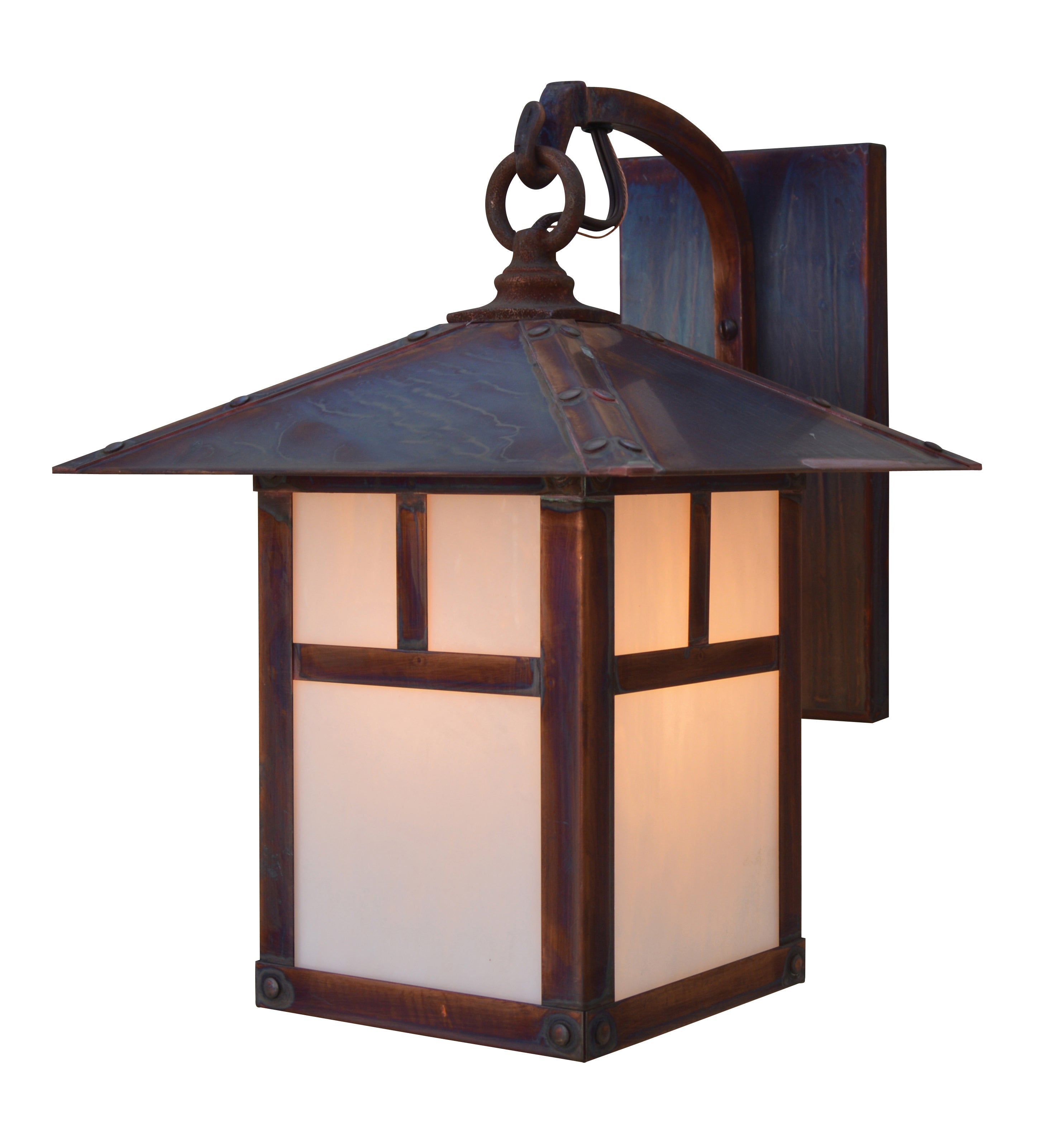 Arroyo Craftsman Evergreen 9" Antique Copper Wall Mount With Amber Mic ...