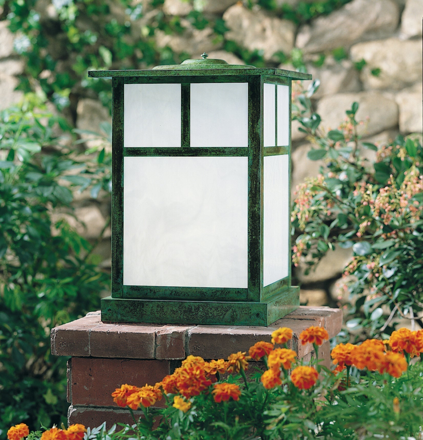 Arroyo Craftsman Mission 15" Pewter Column Mount With Amber Mica Glass ...