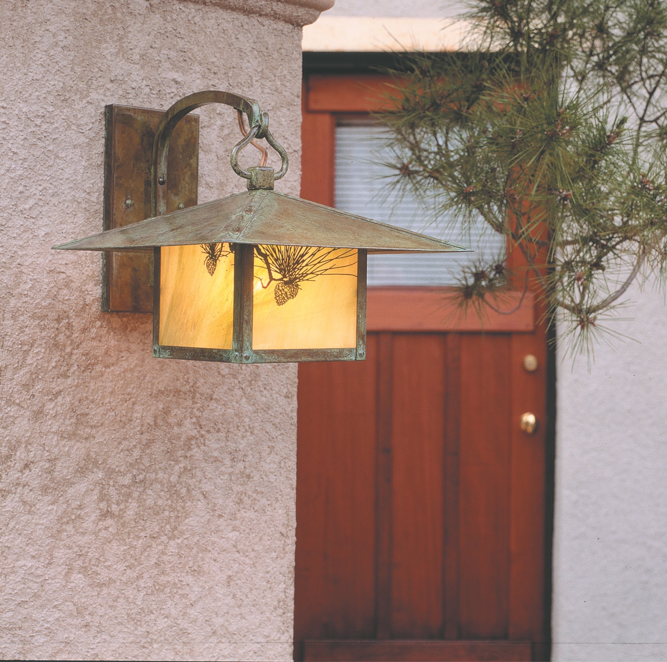 Arroyo Craftsman Monterey 17" Raw Copper Wall Mount With Amber Mica Gl ...