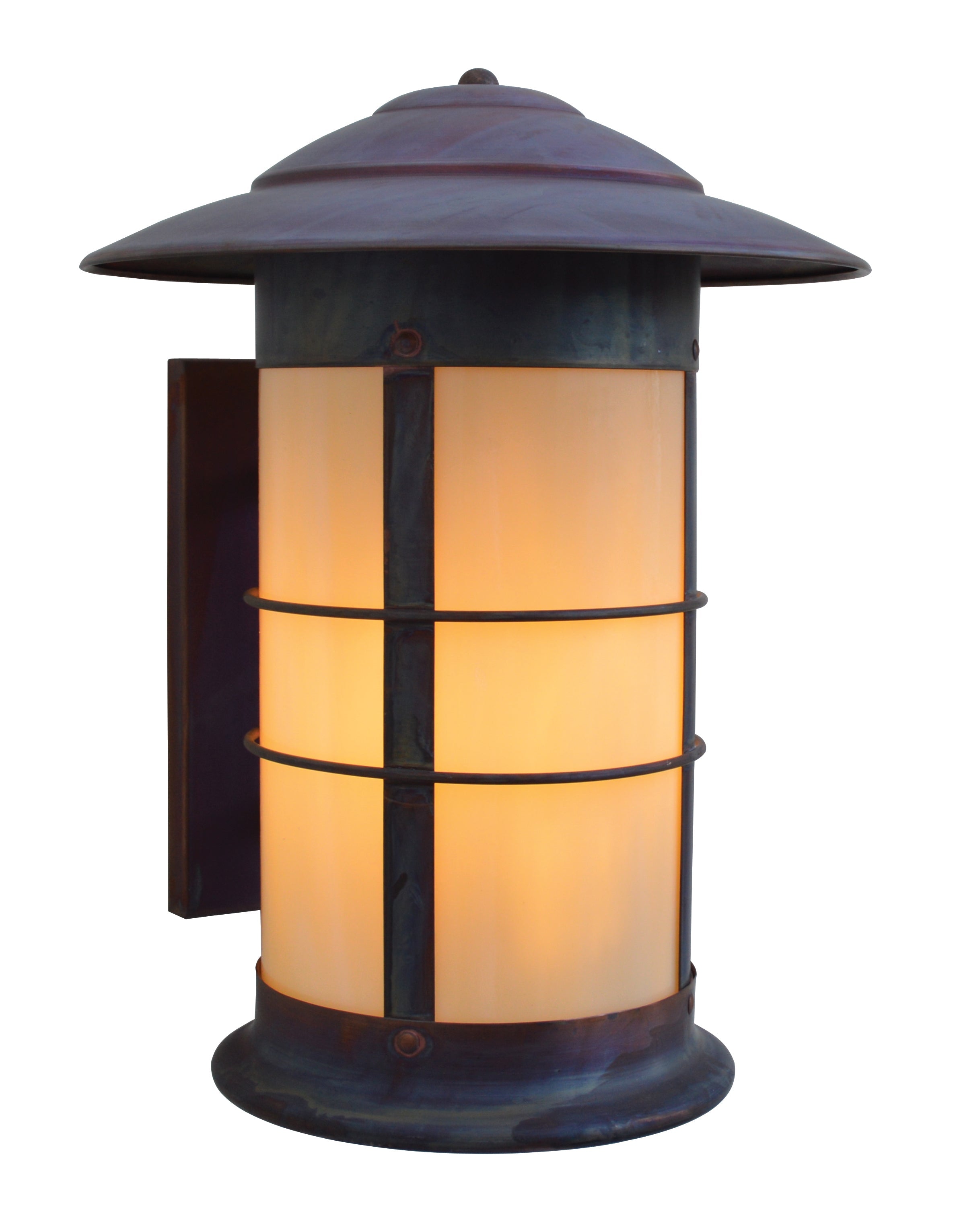 Arroyo Craftsman Newport 14" Raw Copper Long Body Sconce With Amber Mi ...