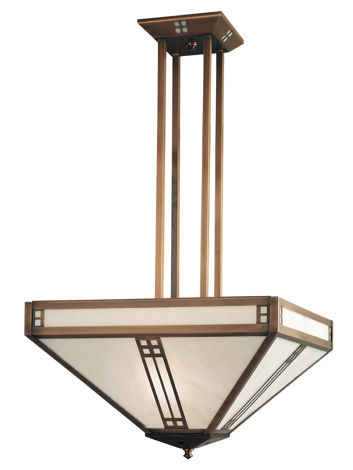 Arroyo Craftsman Prairie 18" Bronze Inverted Chandelier With Cream Gla ...