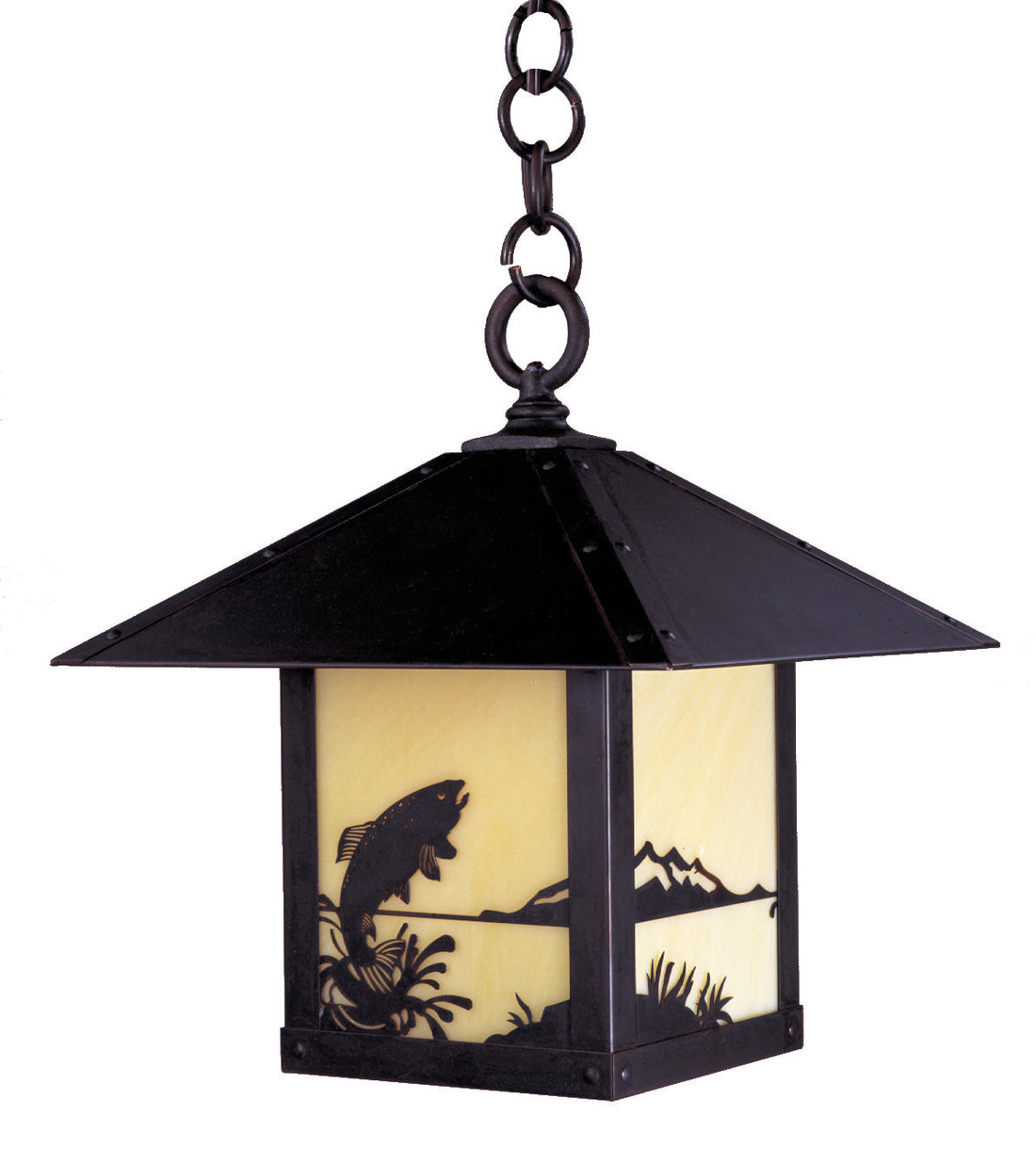 Arroyo Craftsman Timber Ridge 9" Slate Pendant Lighting With Tan Glass ...