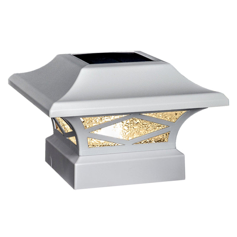 Classy Caps Kingsbridge 4" x 4" White Dual Lighted Solar Post Cap ...
