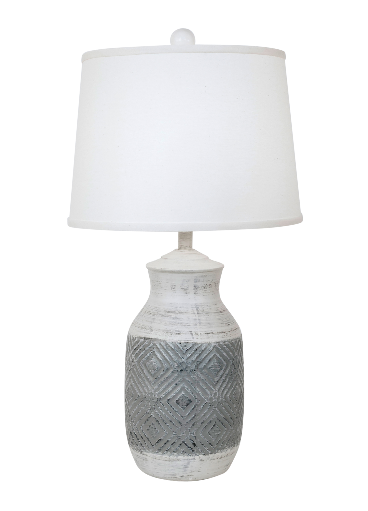 Coast Lamp Manufacturing 27"H Round Pot With Diamond Pattern Table Lam ...