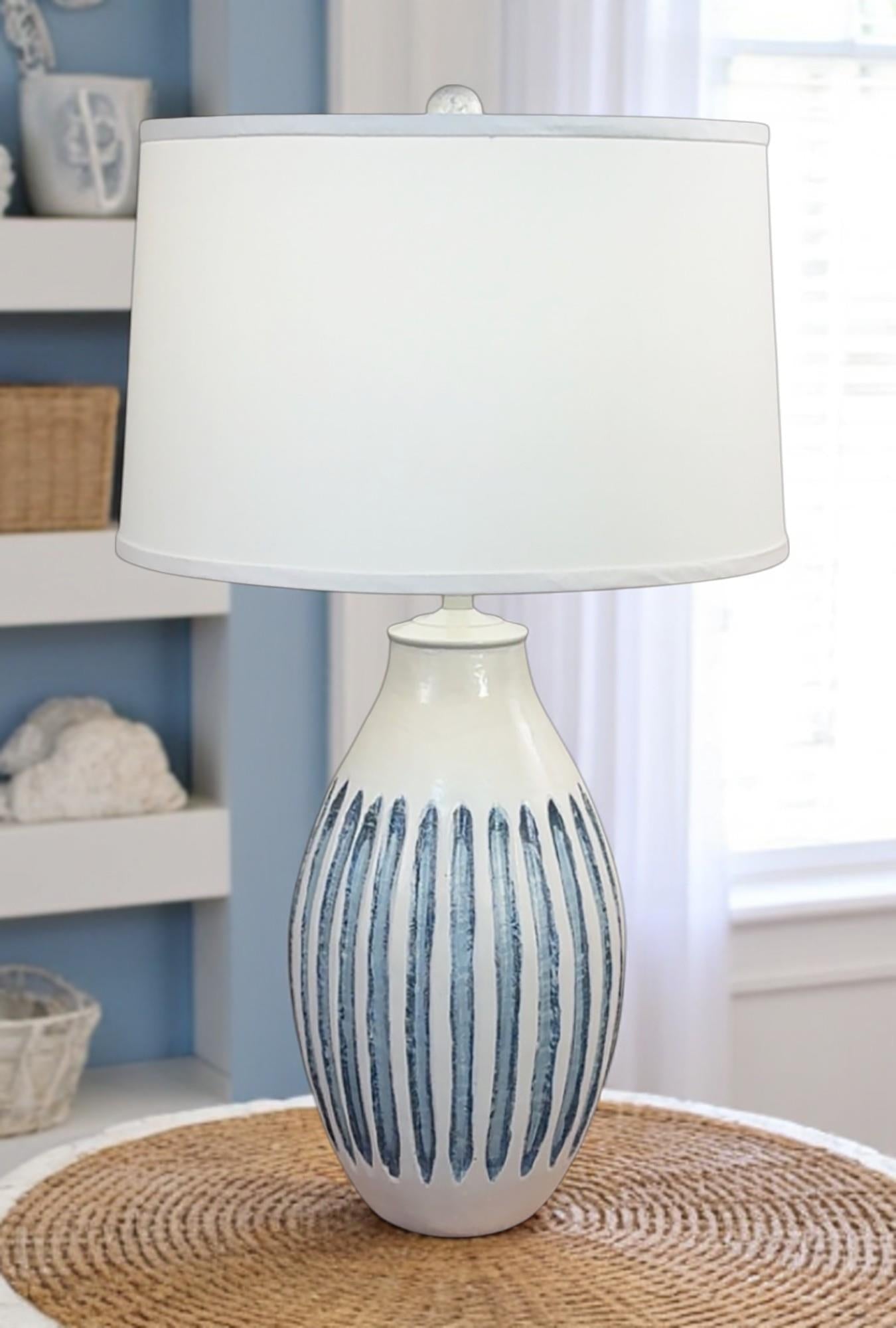 Coast Lamp Manufacturing 30" Weathered Ivory/Navy/Seaside Villa Large ...