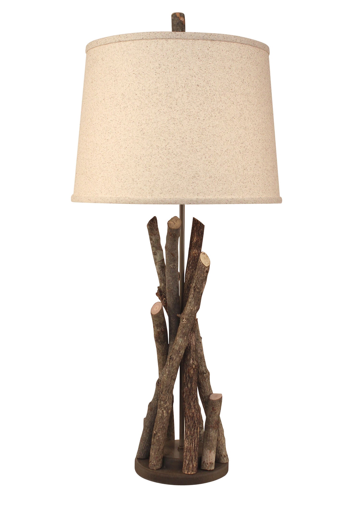 Coast Lamp Manufacturing 30"H Gray Stick Table Lamp With Round Wooden ...