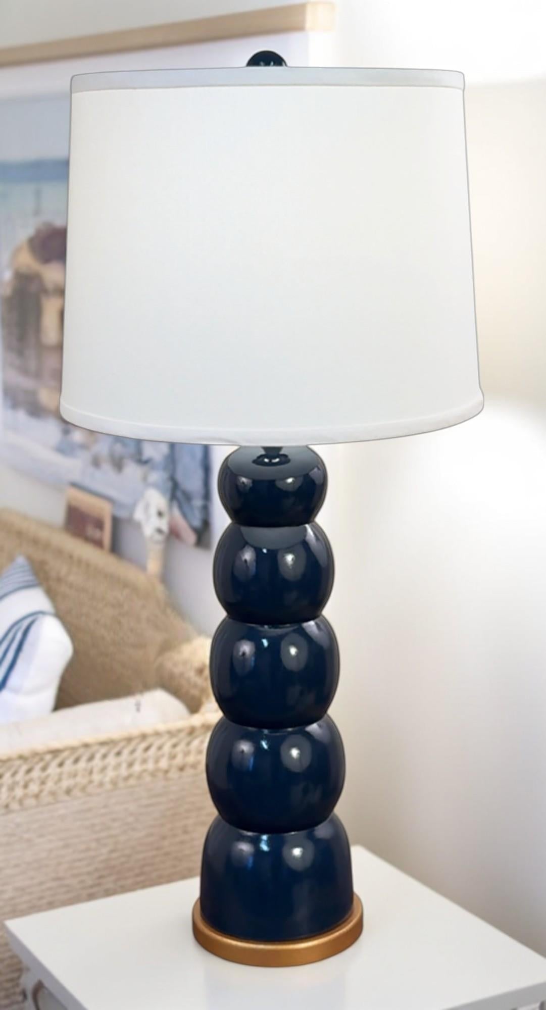 Coast Lamp Manufacturing 31" High Gloss Navy 5 Ball Table Lamp With Go ...