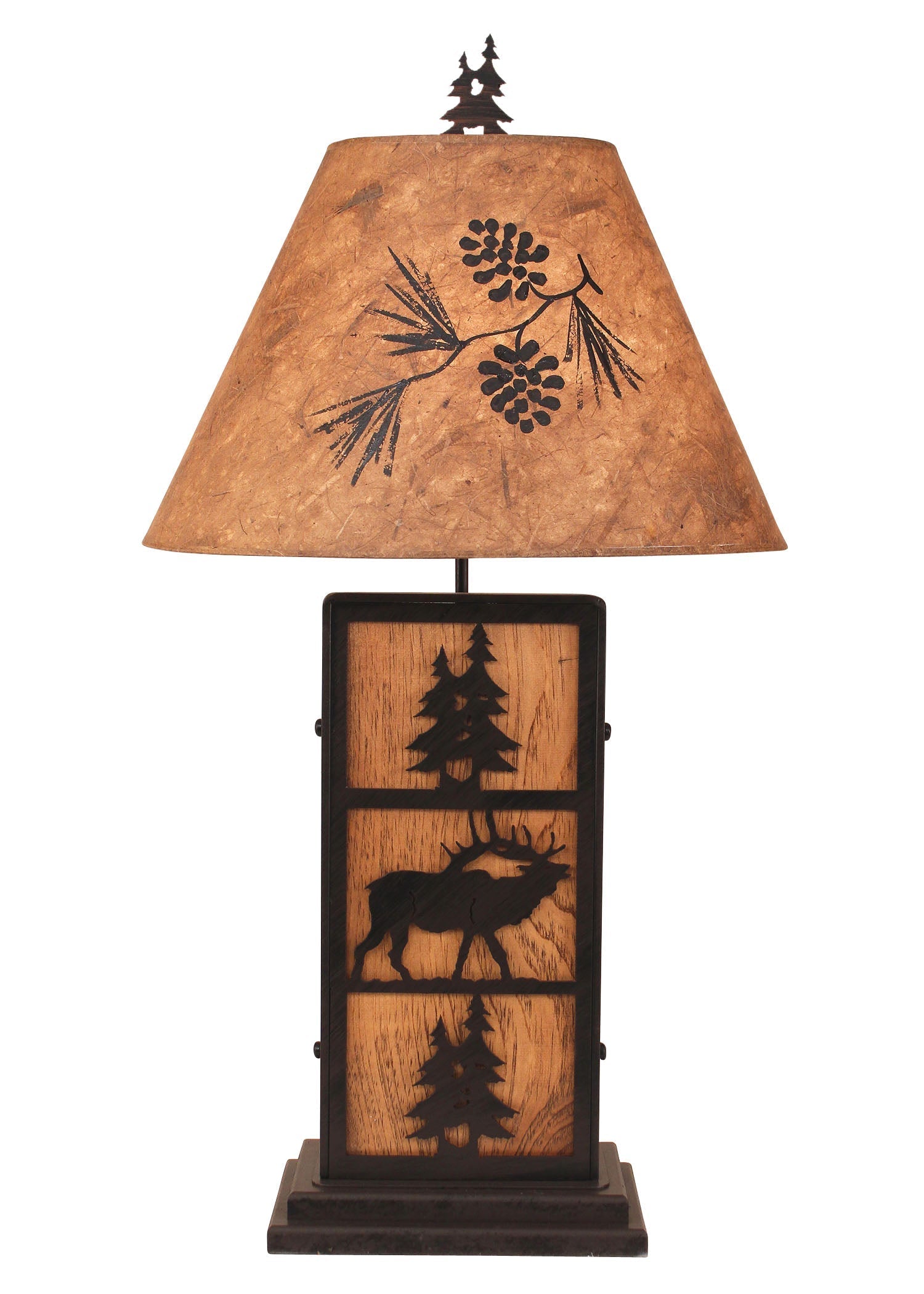 Coast Lamp Manufacturing 32"H Kodiak Elk And Tree Iron Wood Table Lamp ...