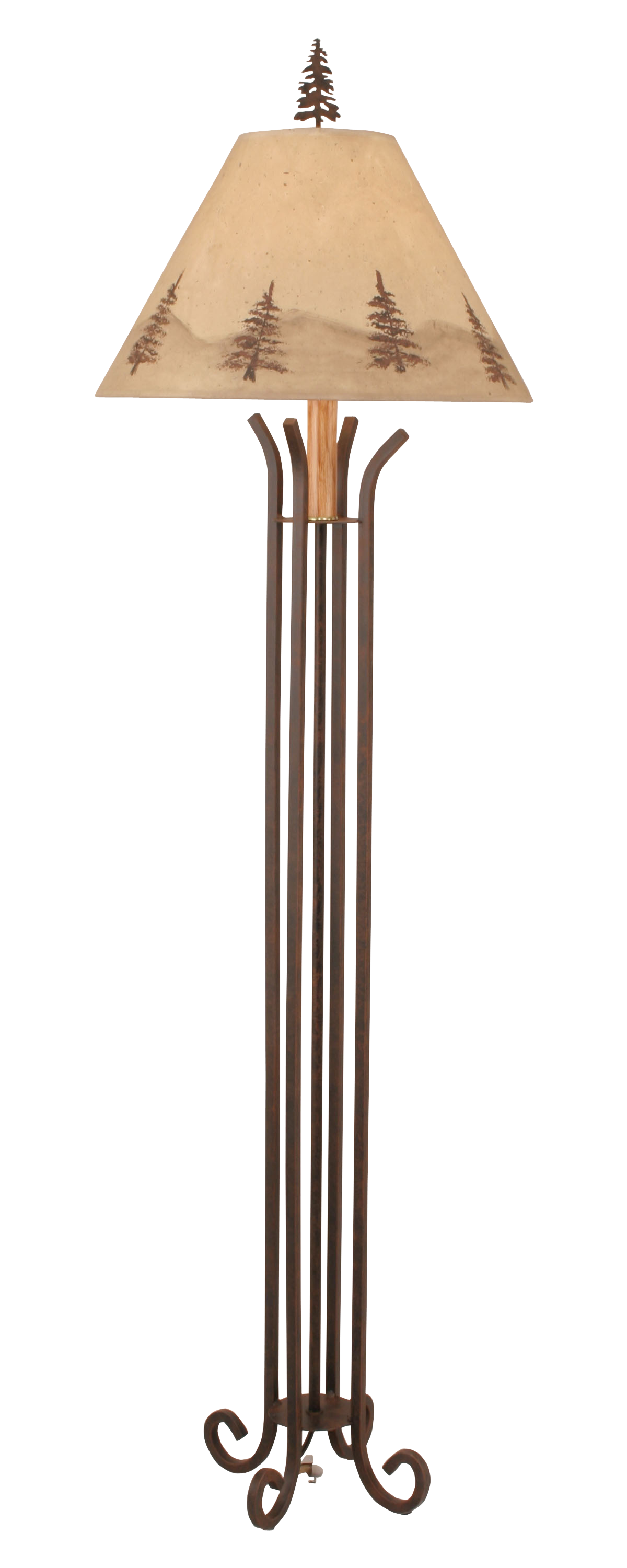 Coast Lamp Manufacturing 62"H Rust Iron 4 Footed Floor Lamp With Pine ...