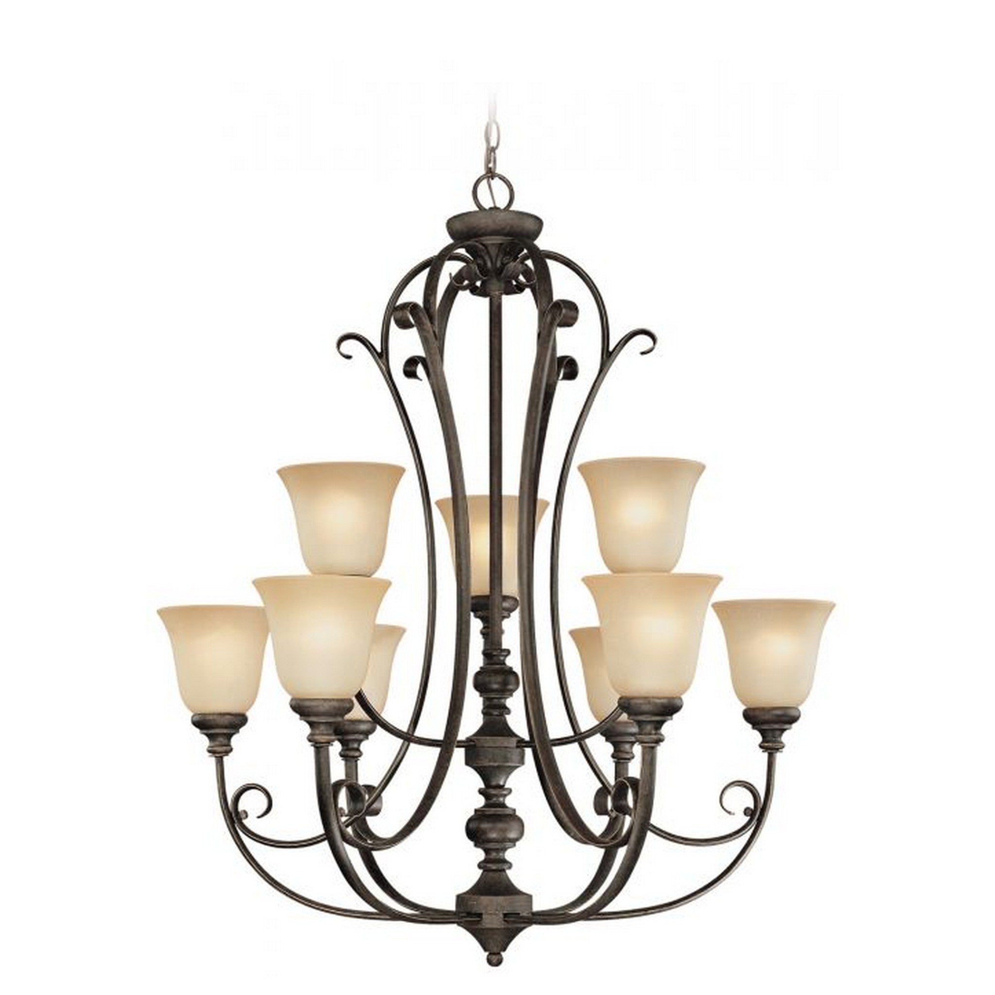 Craftmade Barrett Place 33" 9-Light 2-Tier Mocha Bronze Chandelier Wit ...