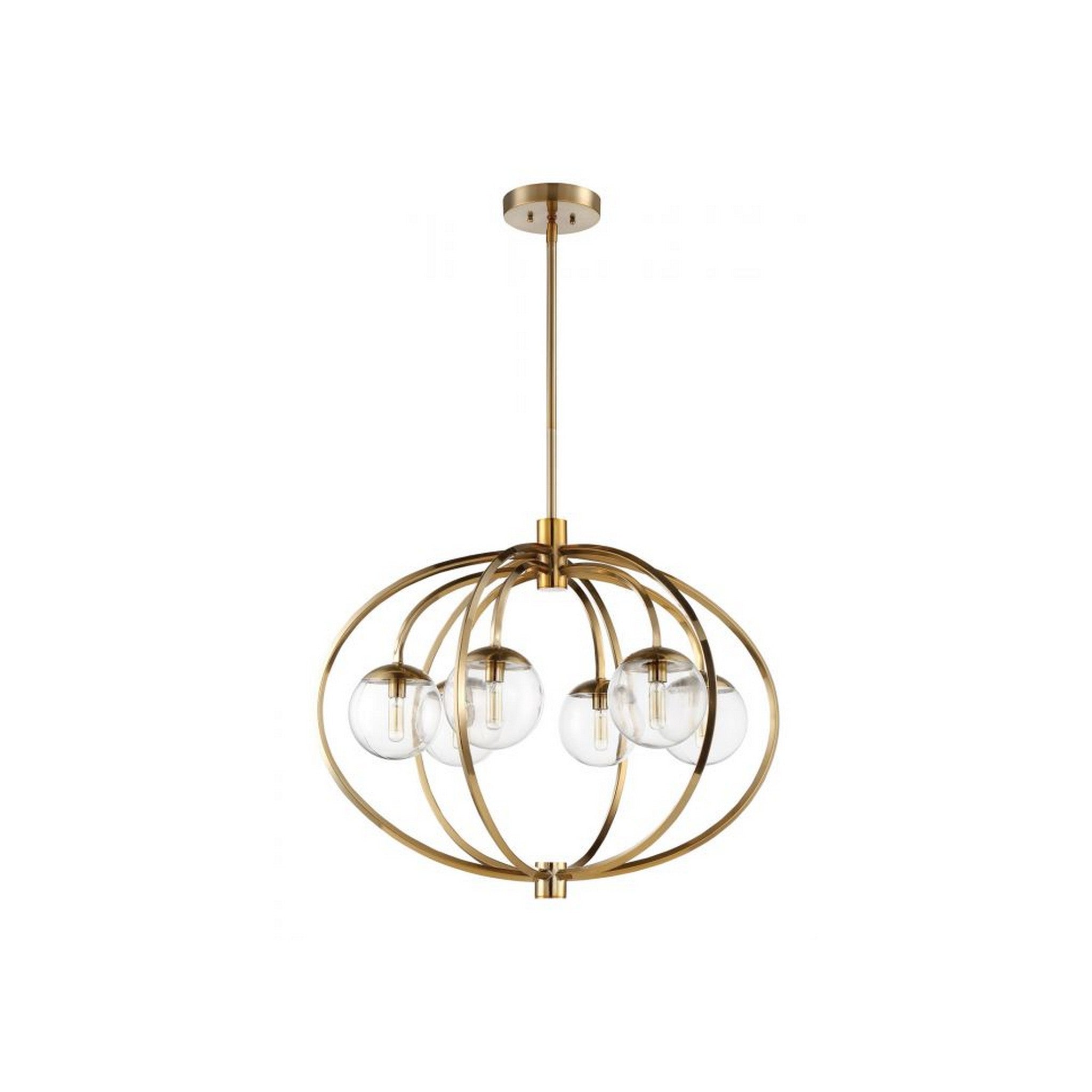 Craftmade Piltz 30" 6-Light Satin Brass Chandelier With Orb-Shaped Ste ...