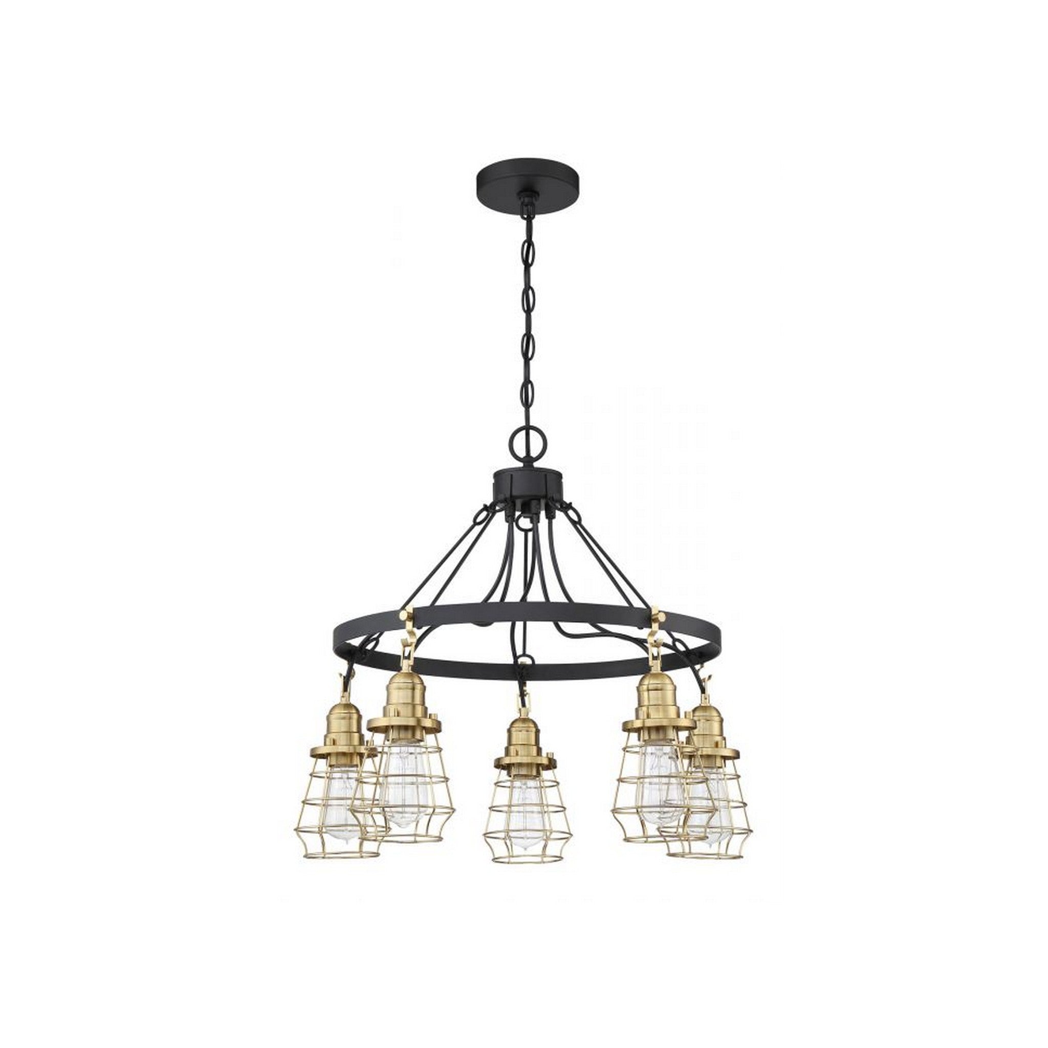 Craftmade Thatcher 25" 5-Light Flat Black Chandelier With Satin Brass ...