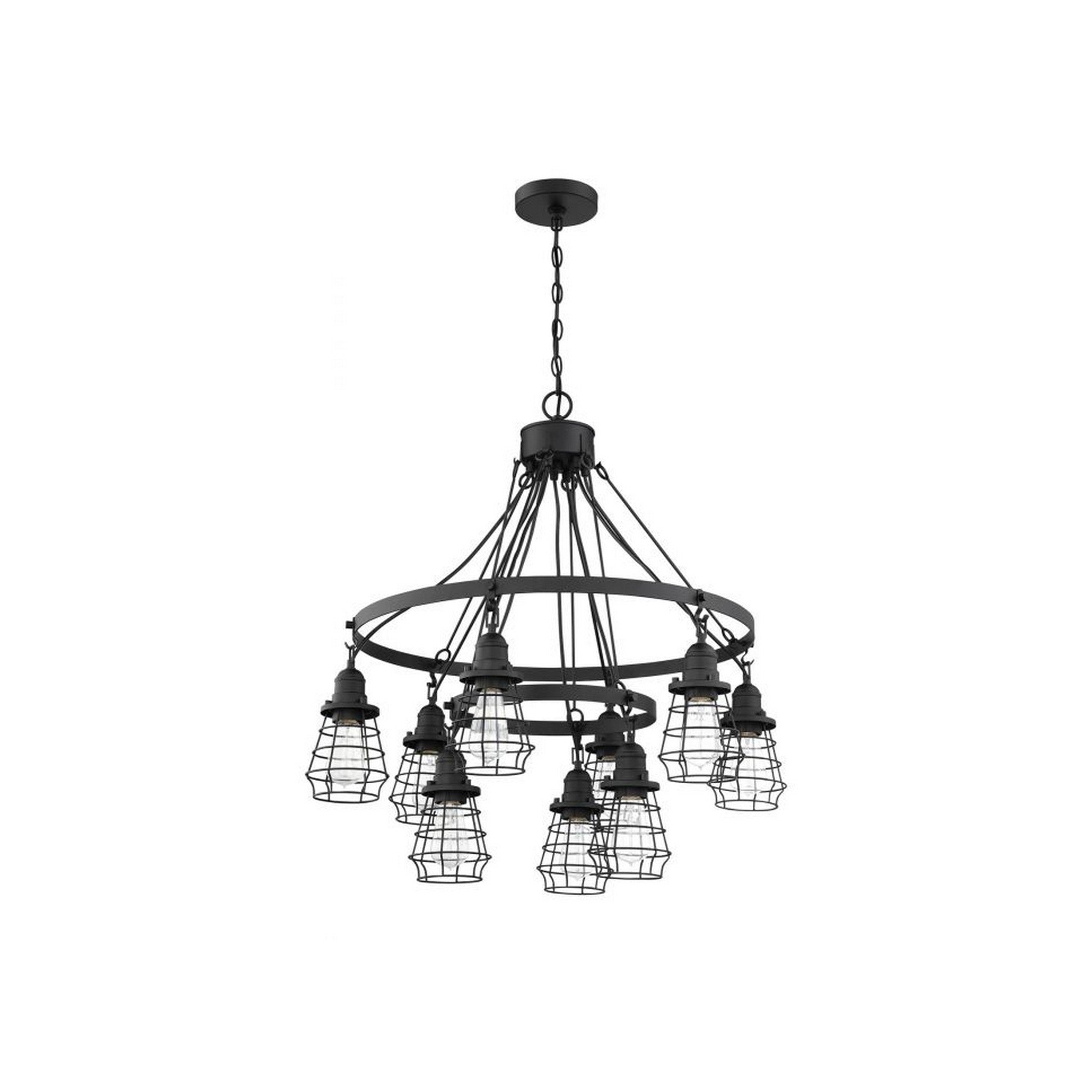 Craftmade Thatcher 30" 9-Light 2-Tier Flat Black Chandelier With Metal ...