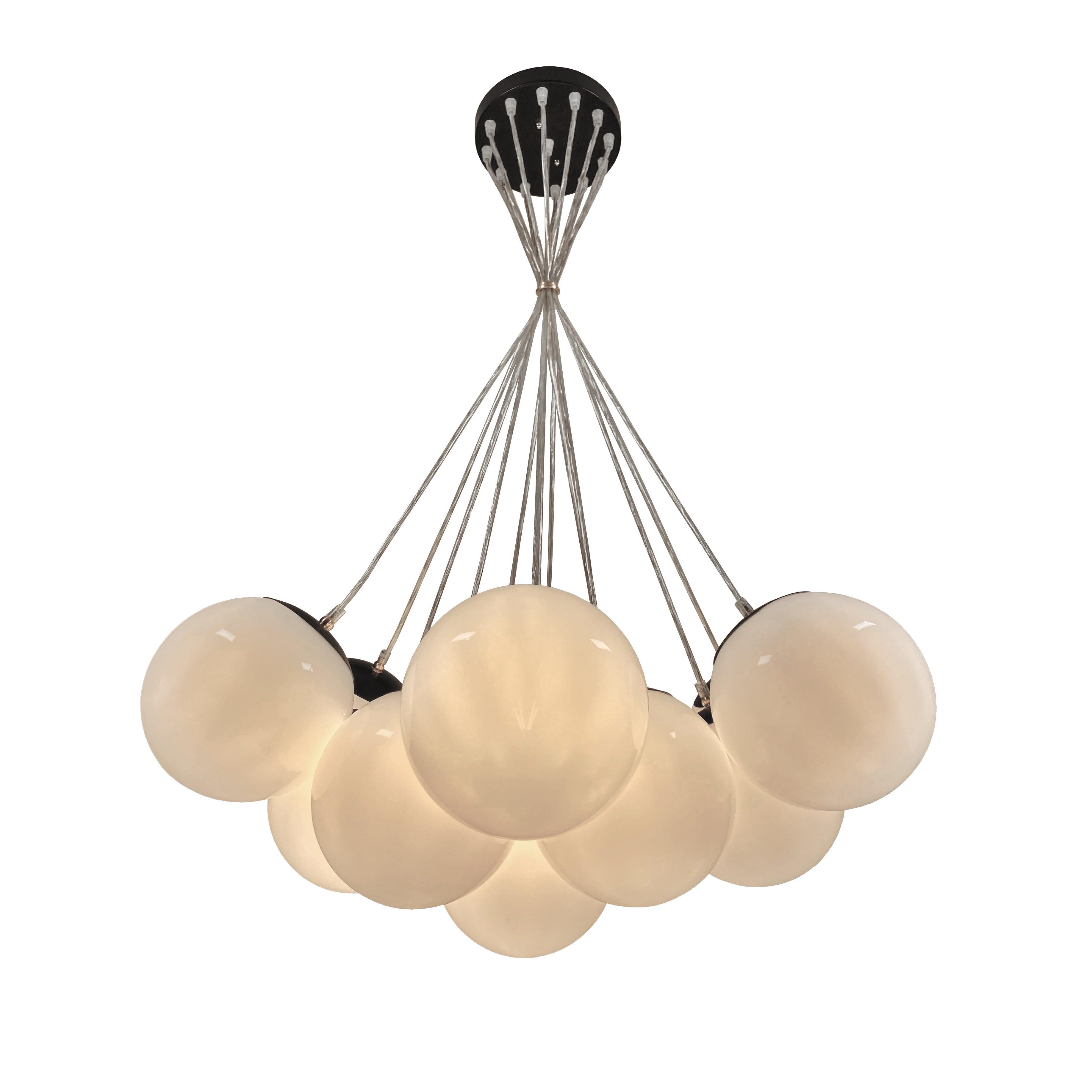 EQ Light Multi Pendant 34" Black & Brass 13-Light Chandelier With Whit ...