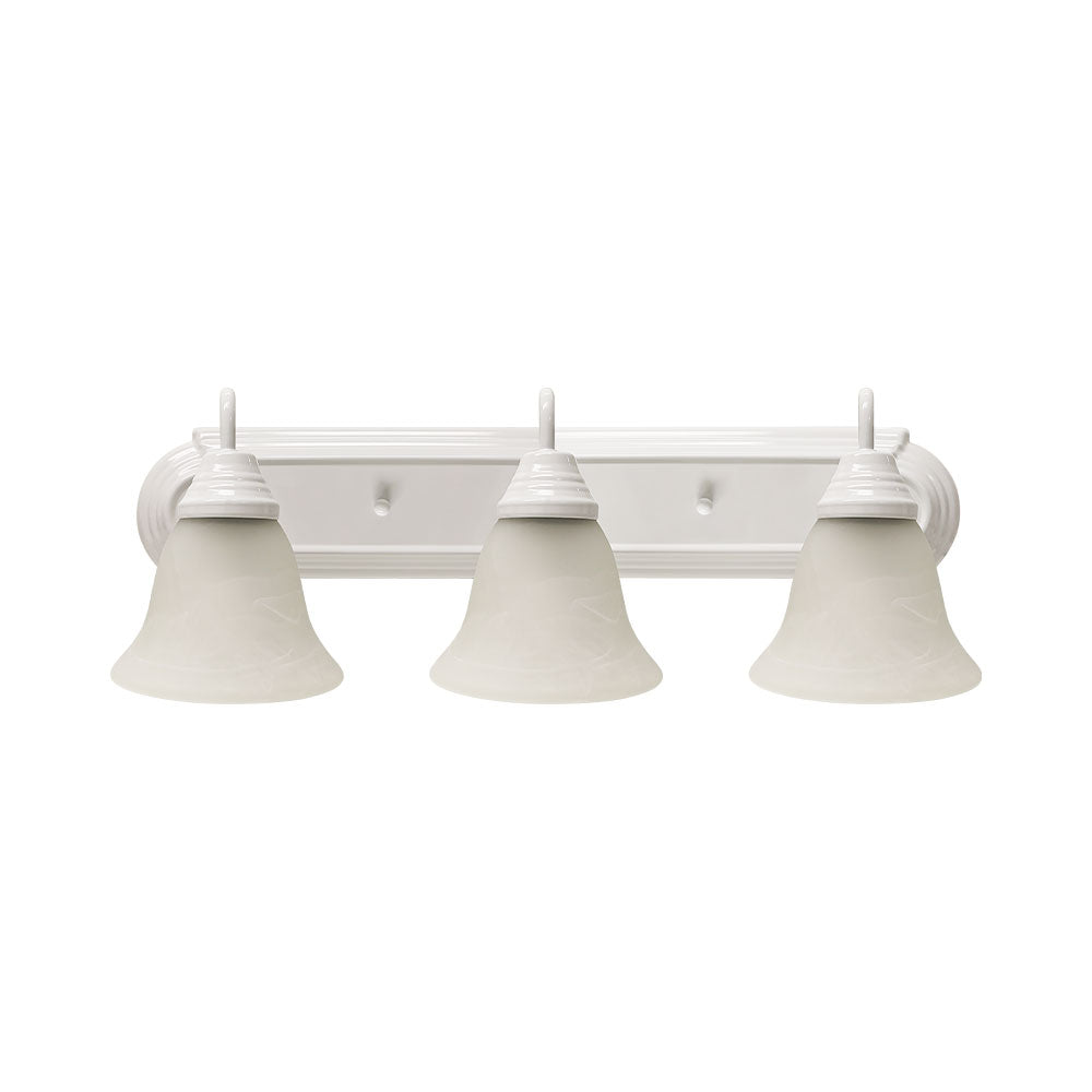Euri Lighting 24" 3-Light Dimmable White Vanity Light With Acid Etched ...