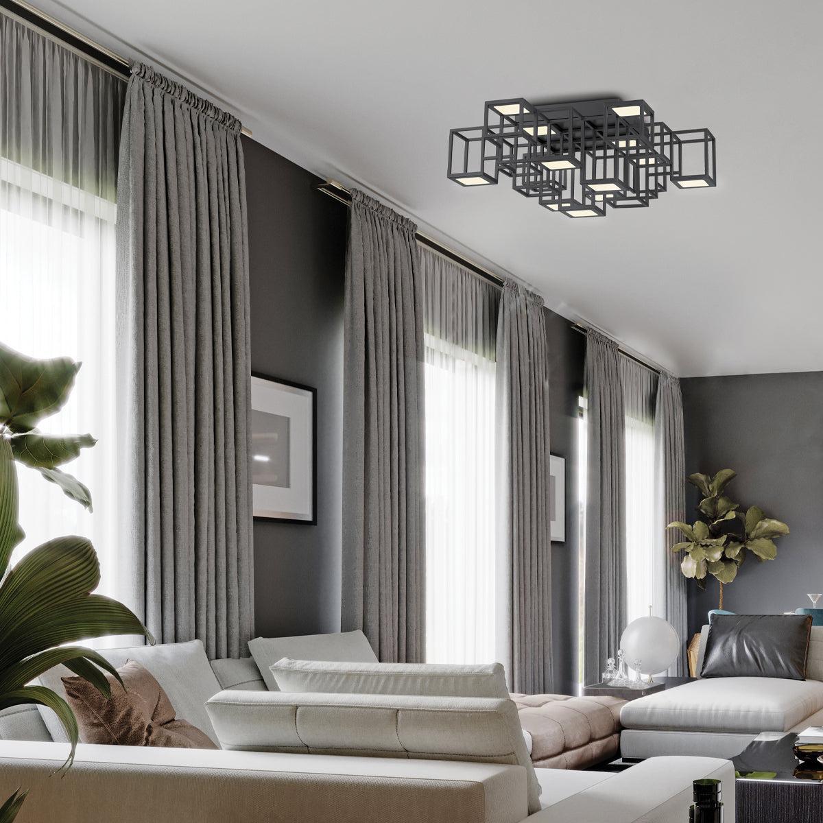 Eurofase Lighting Ferro 25" 13-Light Black Open Box Shade Flush Mount ...