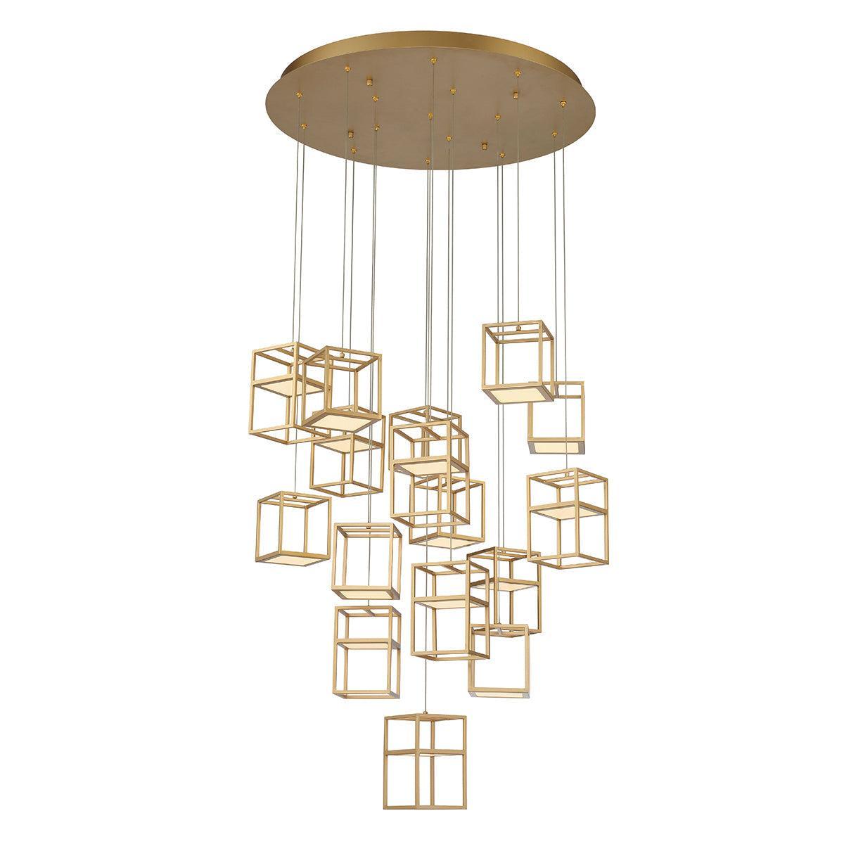 Eurofase Lighting Ferro 32" 16-Light Gold Open Box Shade Round Chandel ...