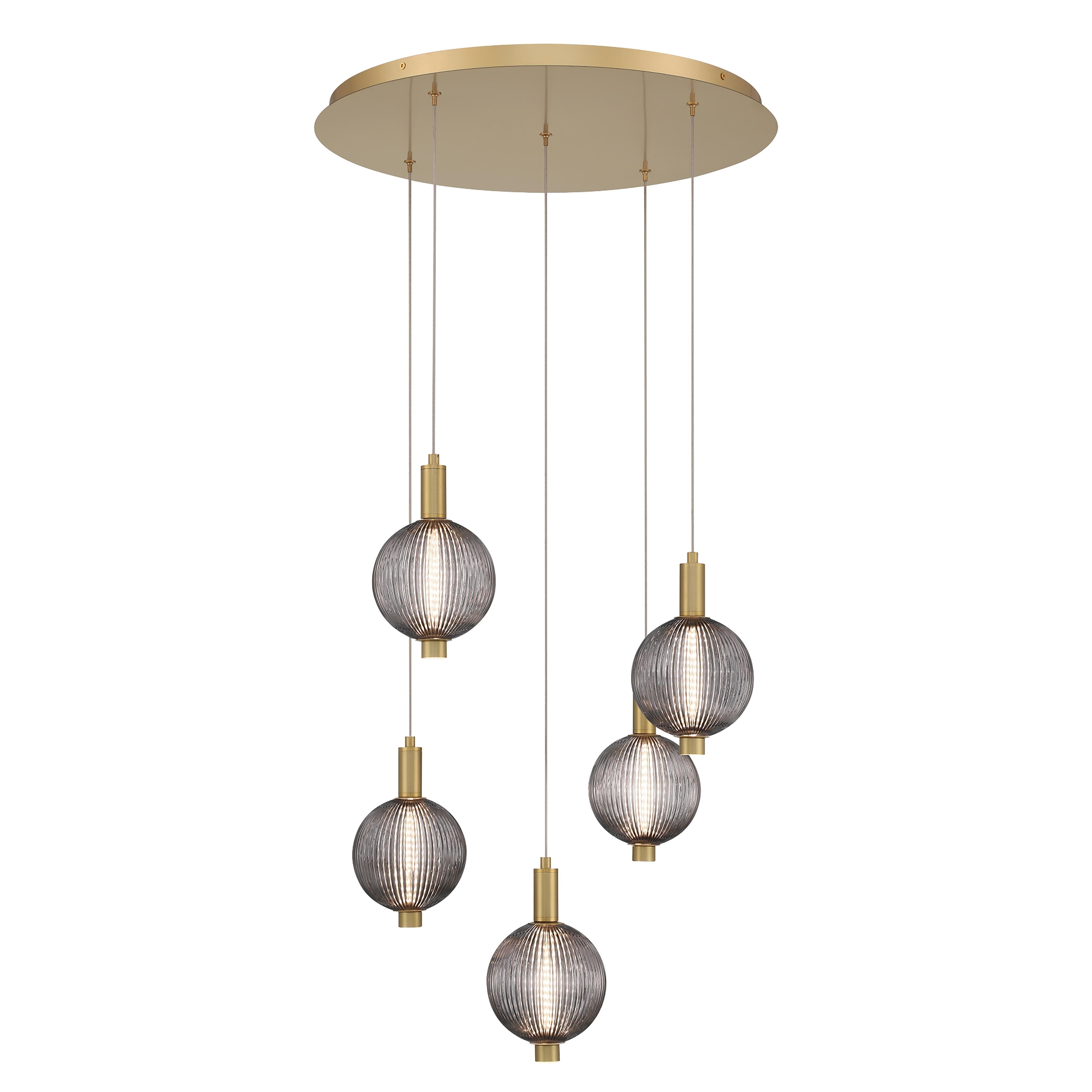 Eurofase Lighting Palmas 24" 5-Light Integrated LED Smoke Glass Shade ...