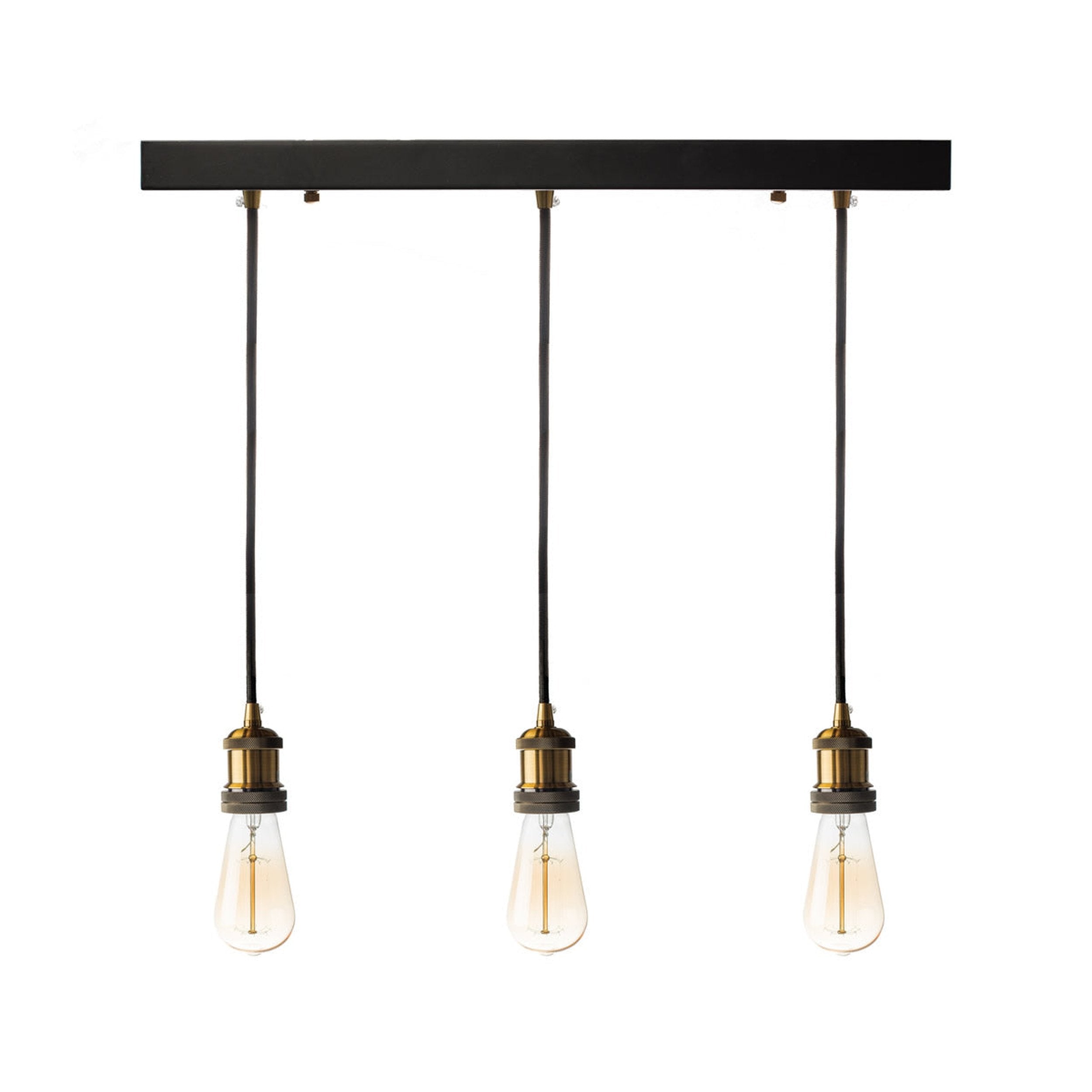Finesse Decor 20" L x 16" H Black Finish Triple Vintage Pendant Light ...