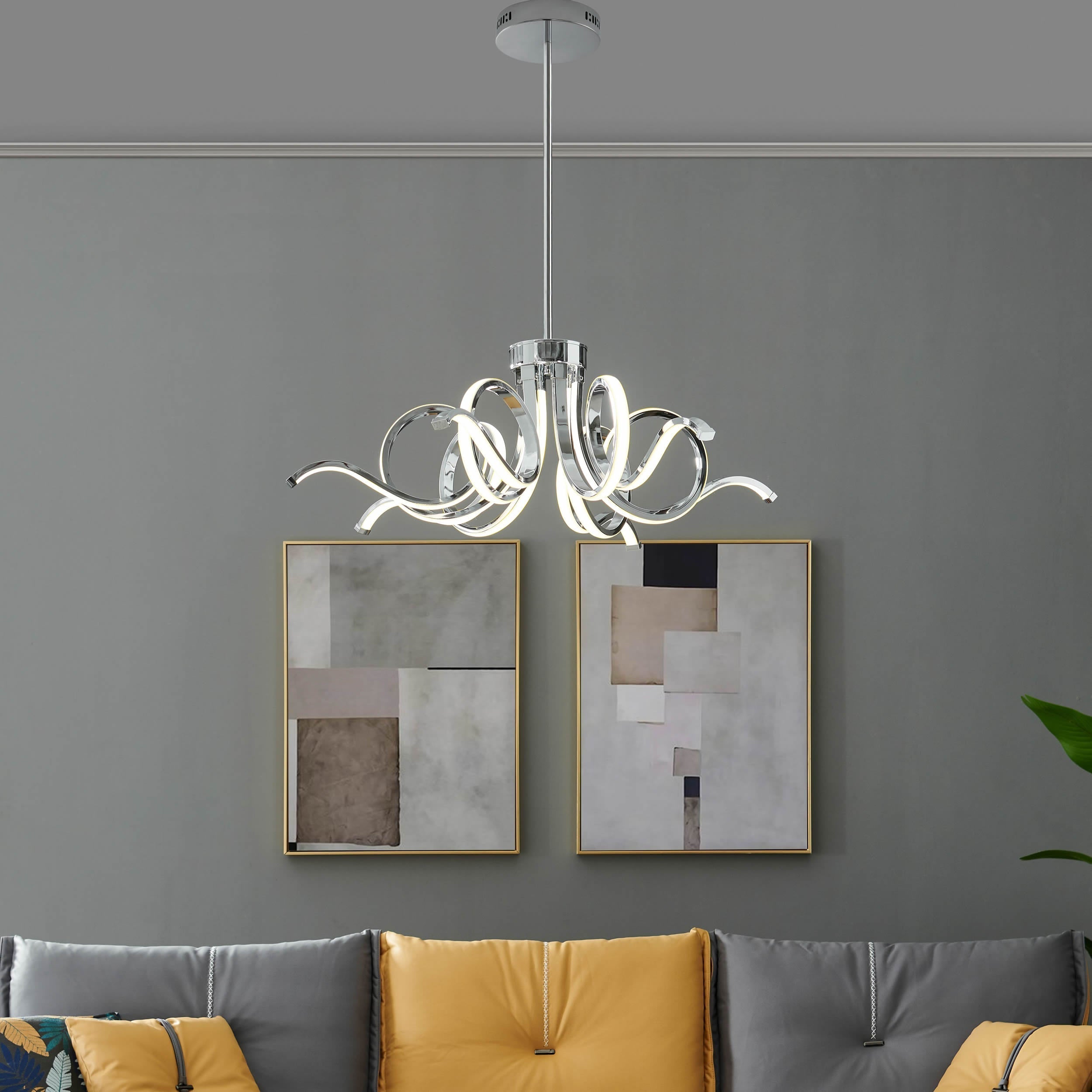 Finesse Decor Magnolia 32" Chrome Finish 6-Light LED Chandelier – Lamps ...