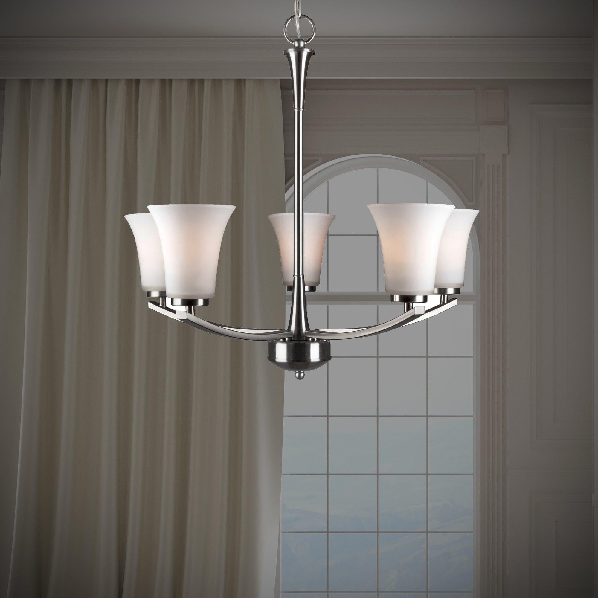 Forte Lighting Hale 24" 5-Light Steel Brushed Nickel Round Chandelier ...