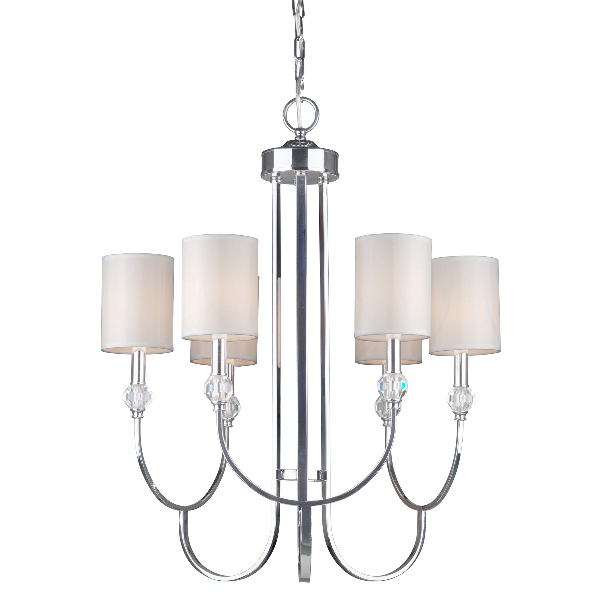Forte Lighting Jewel 24" 6-Light Steel Chrome Round Chandelier With Dr ...