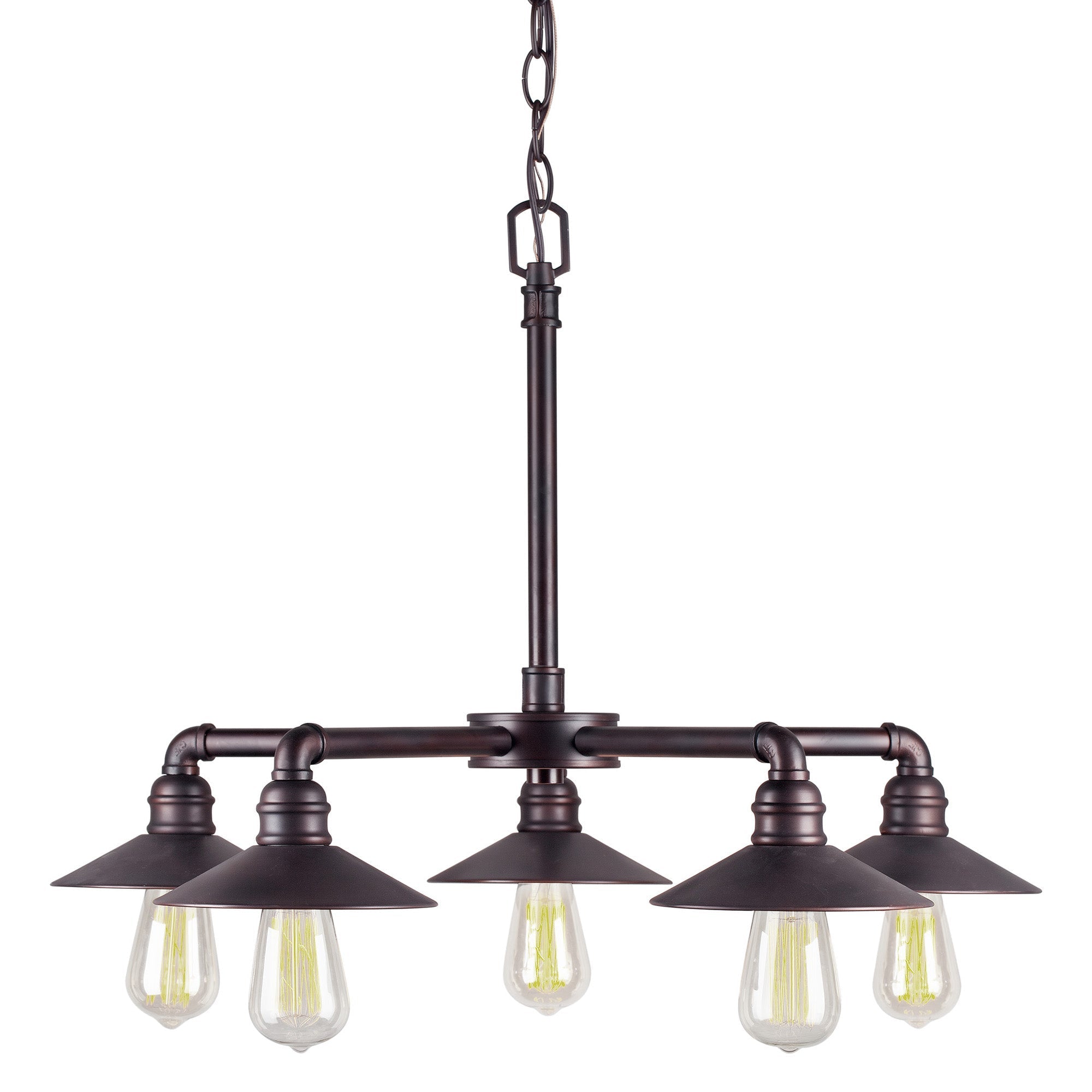 Forte Lighting Ori 27" 5-Light Steel Antique Bronze Chain Hung Chandel ...