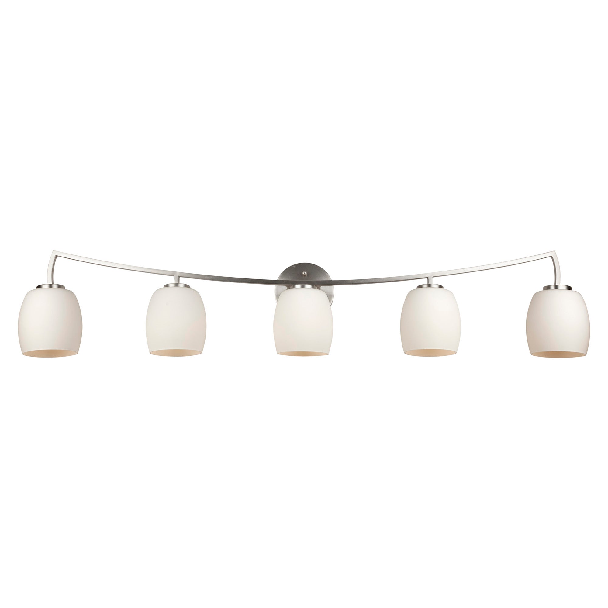 Forte Lighting Silas 43" 5-Light Steel Brushed Nickel Bath Bar With Wh ...