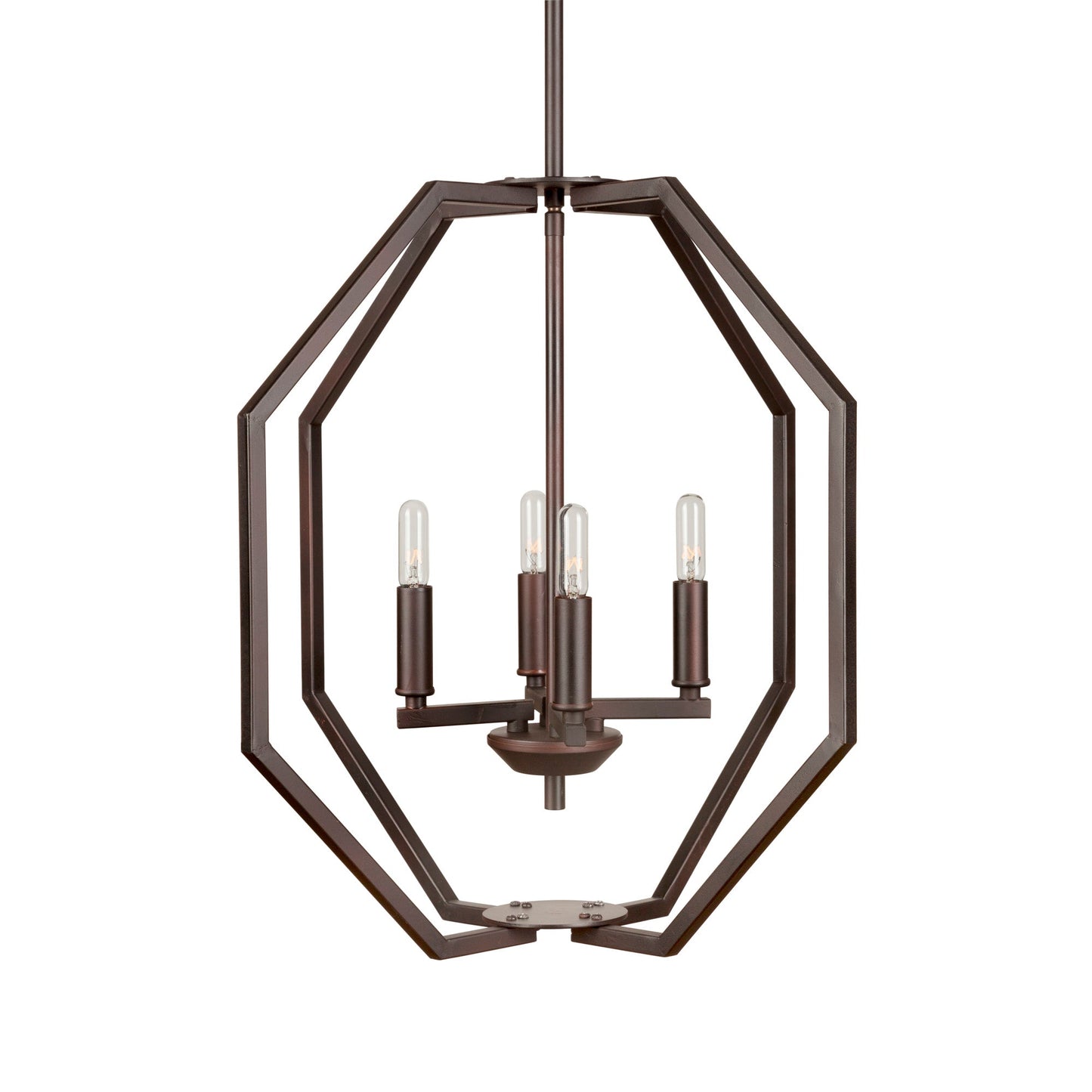 Forte Lighting Zach 18" 4-Light Steel Bare Bulb Pendant In Antique Bro ...