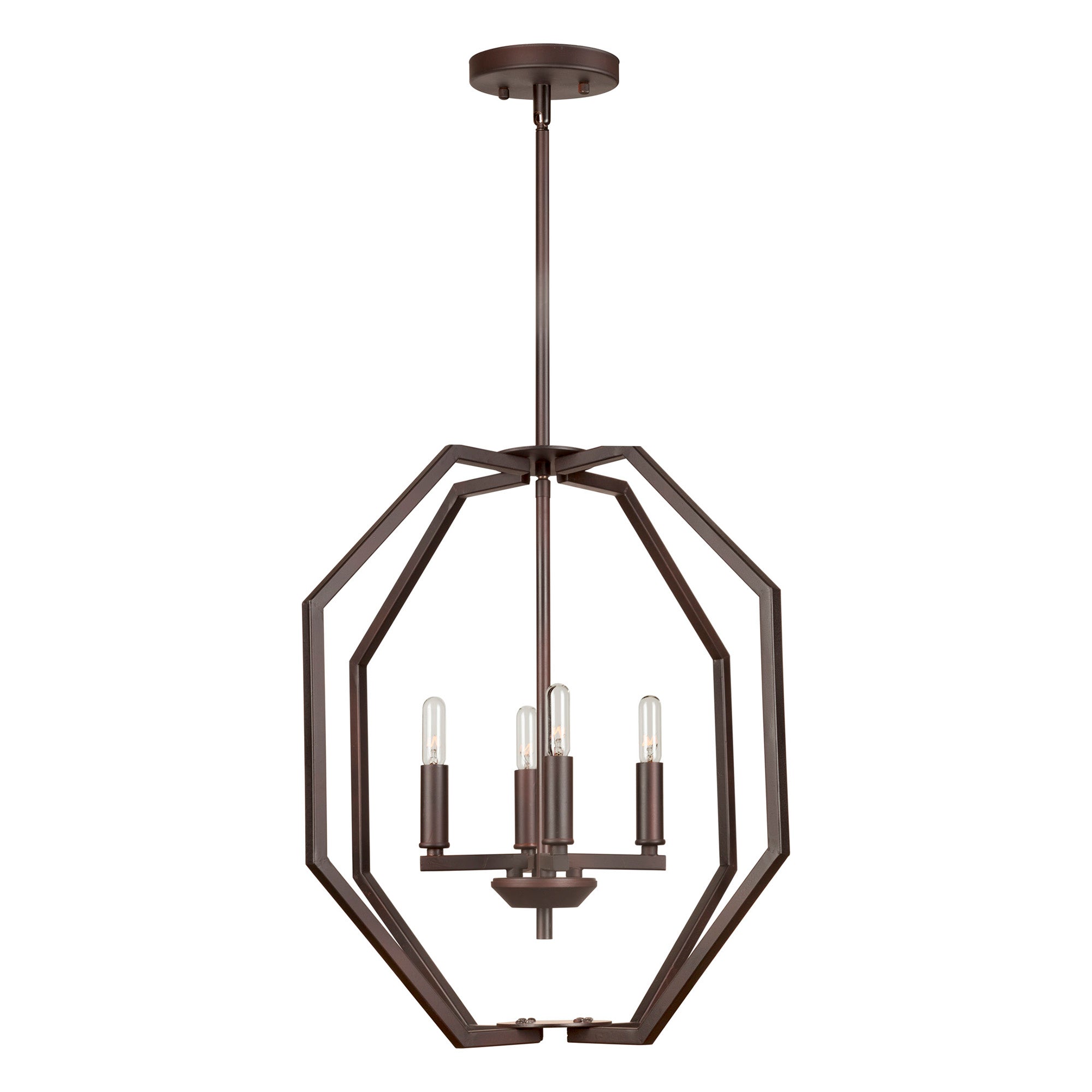 Forte Lighting Zach 18" 4-Light Steel Bare Bulb Pendant In Antique Bro ...