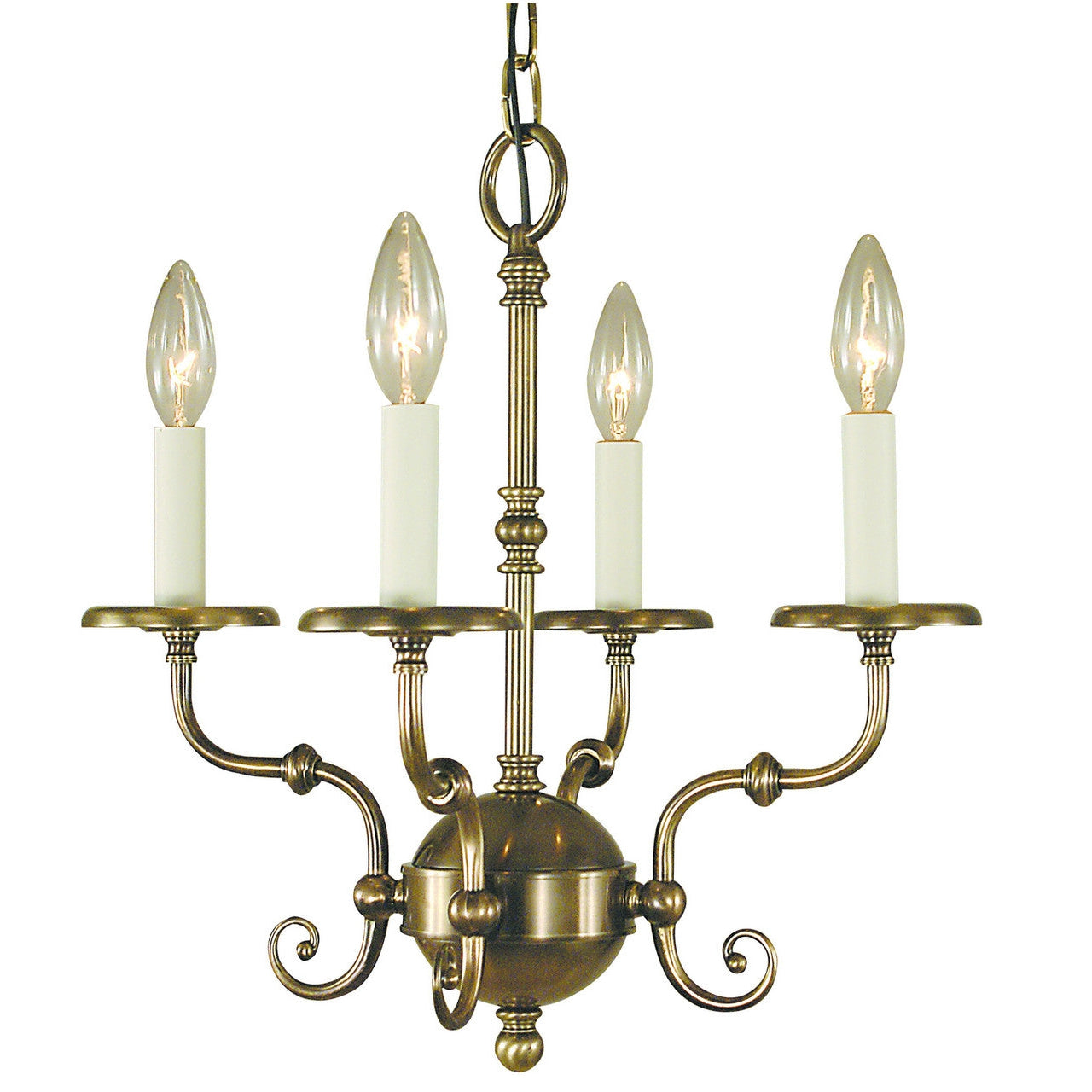 Framburg Jamestown 17" x 16" 4-Light Antique Brass Mini Chandelier ...