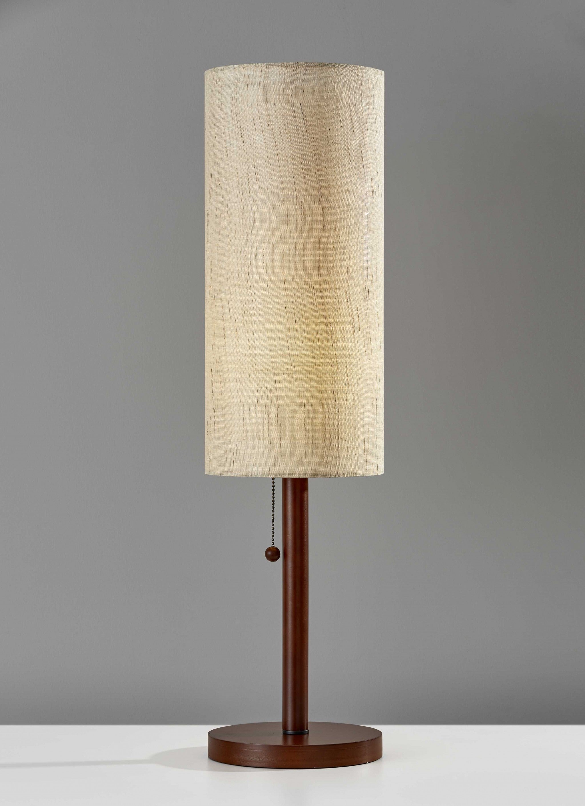 HomeRoots 31" Standard Table Lamp With Beige Shade and Walnut Solid Wo ...